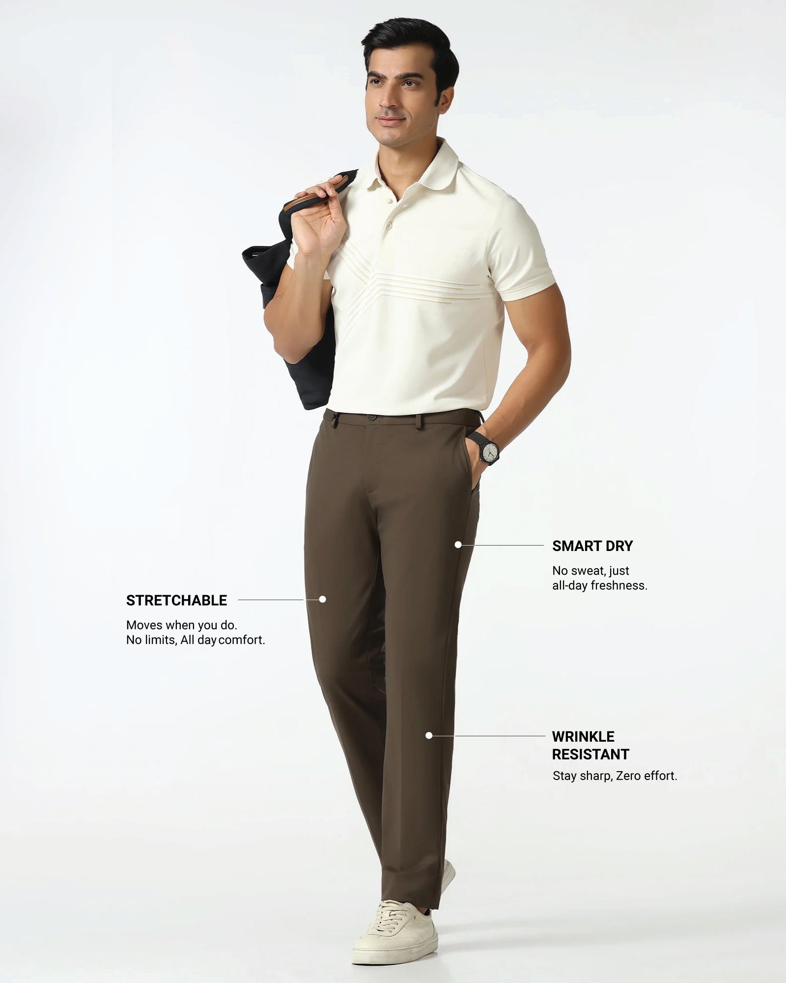 Buy Brown Techpro Solid Trousers Online from Blackberrys