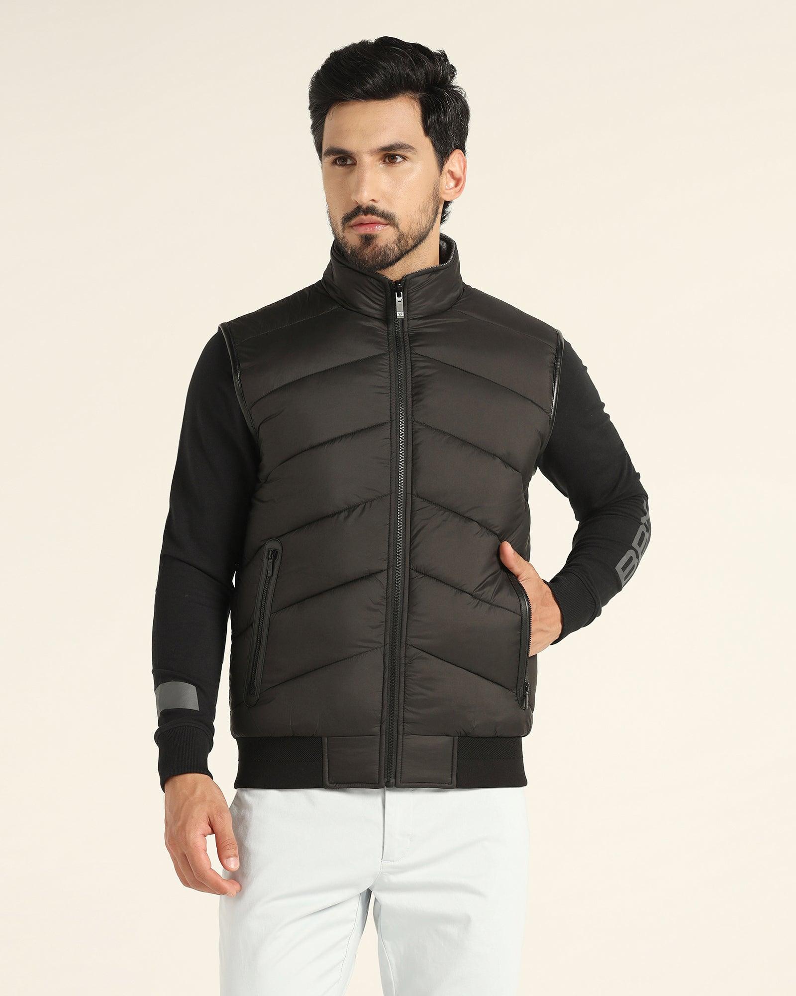 Buy Reversible Black Solid Zipper Jacket Online