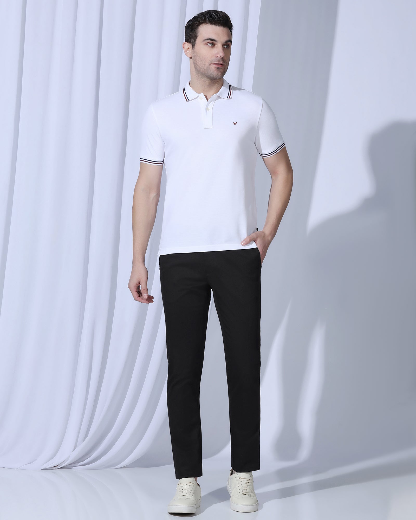 Slim Fit B-91 Casual Black Solid Khakis - martin