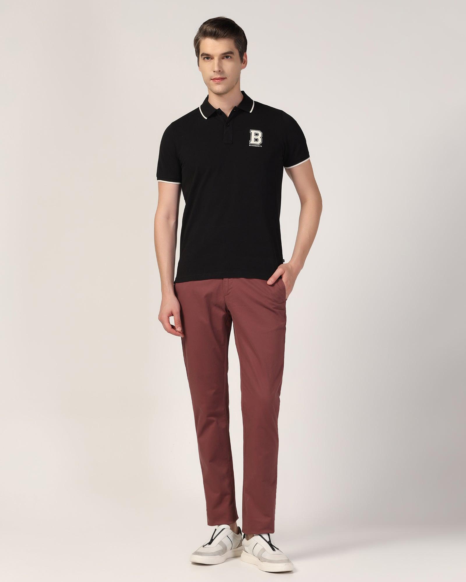 Buy Slim Comfort B-95 Casual Rust Solid Khakis Online
