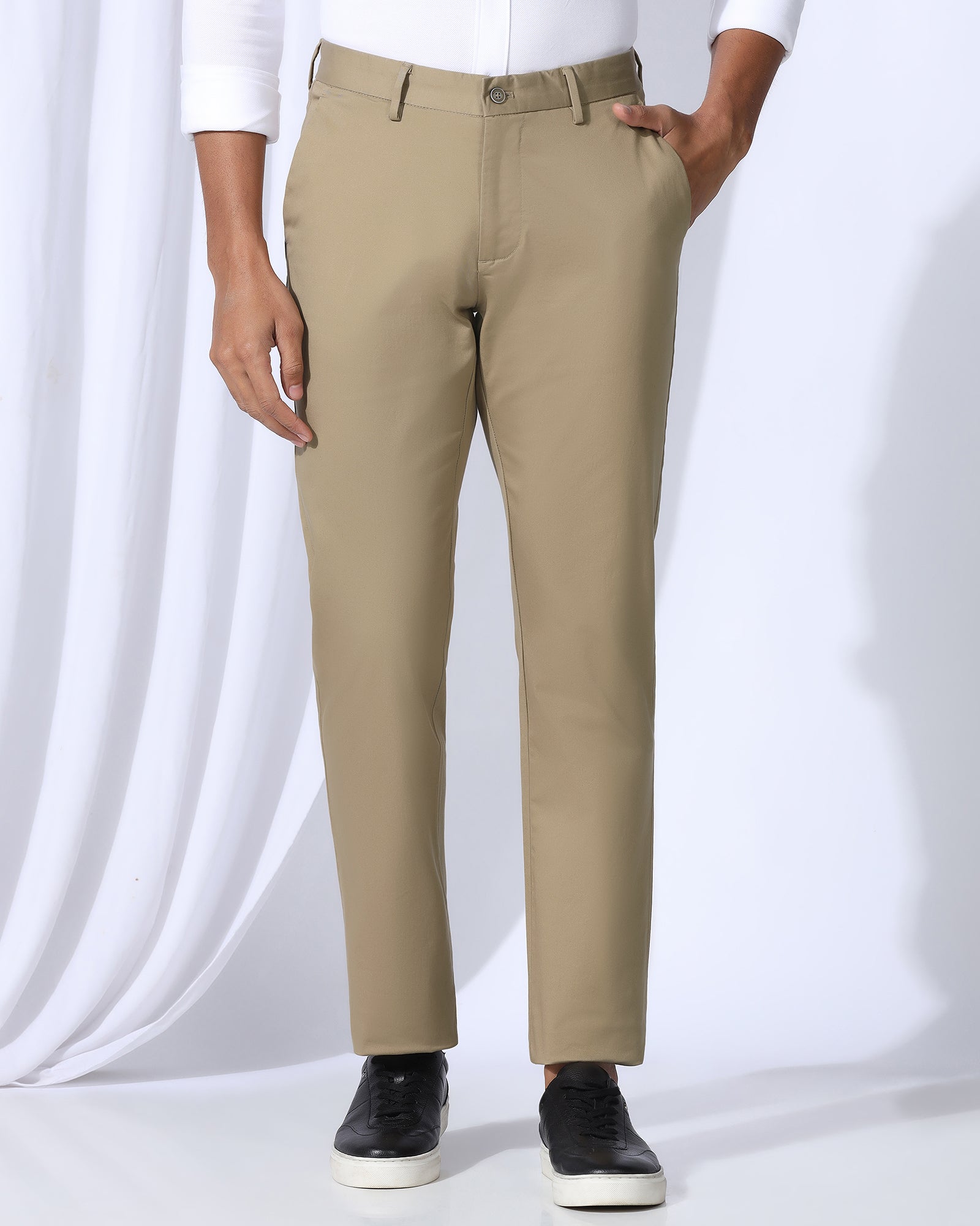 Straight B-90 Casual Khaki Solid Khakis - martin