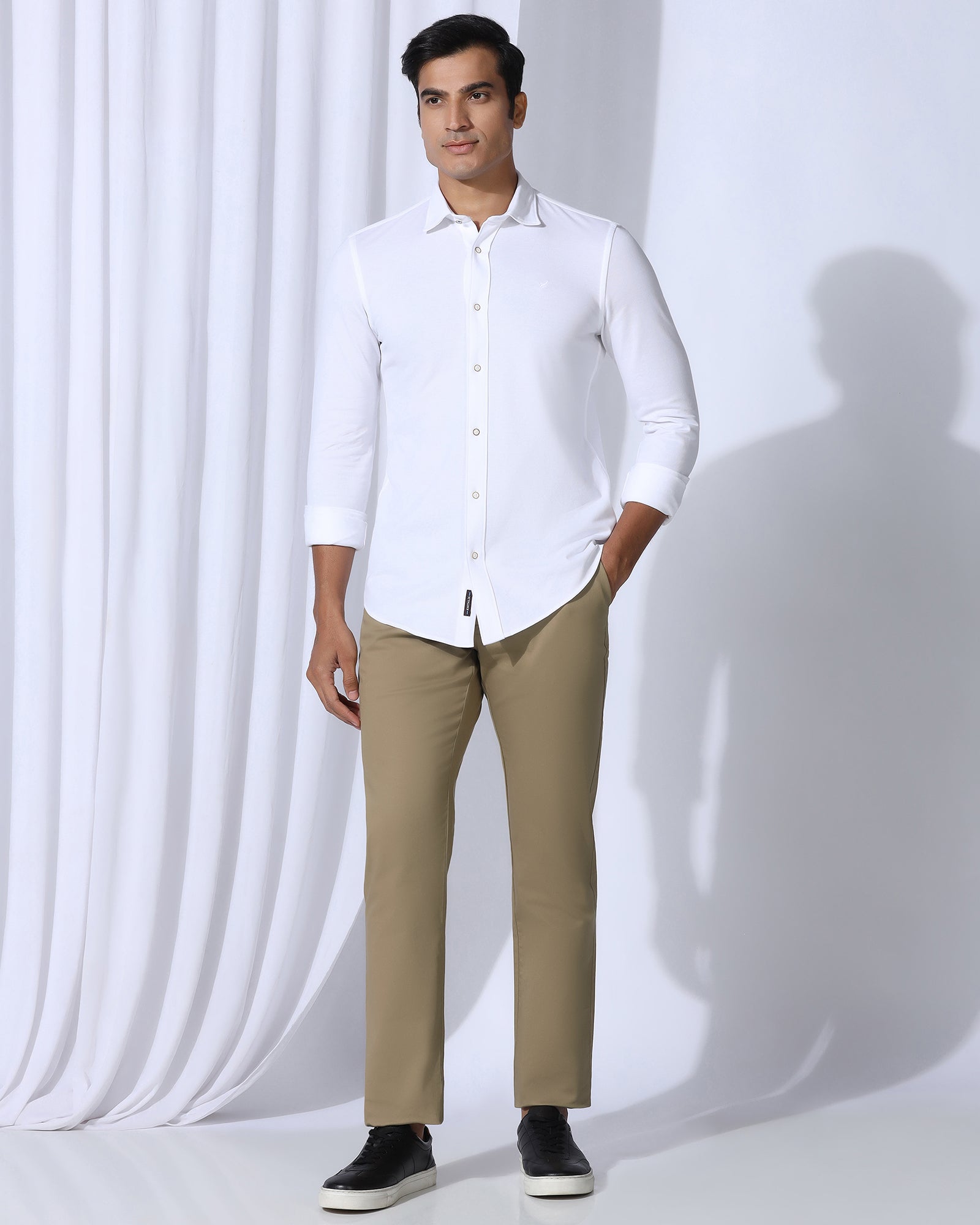 Buy Martin Khaki Solid Straight Fit Khakis Online India