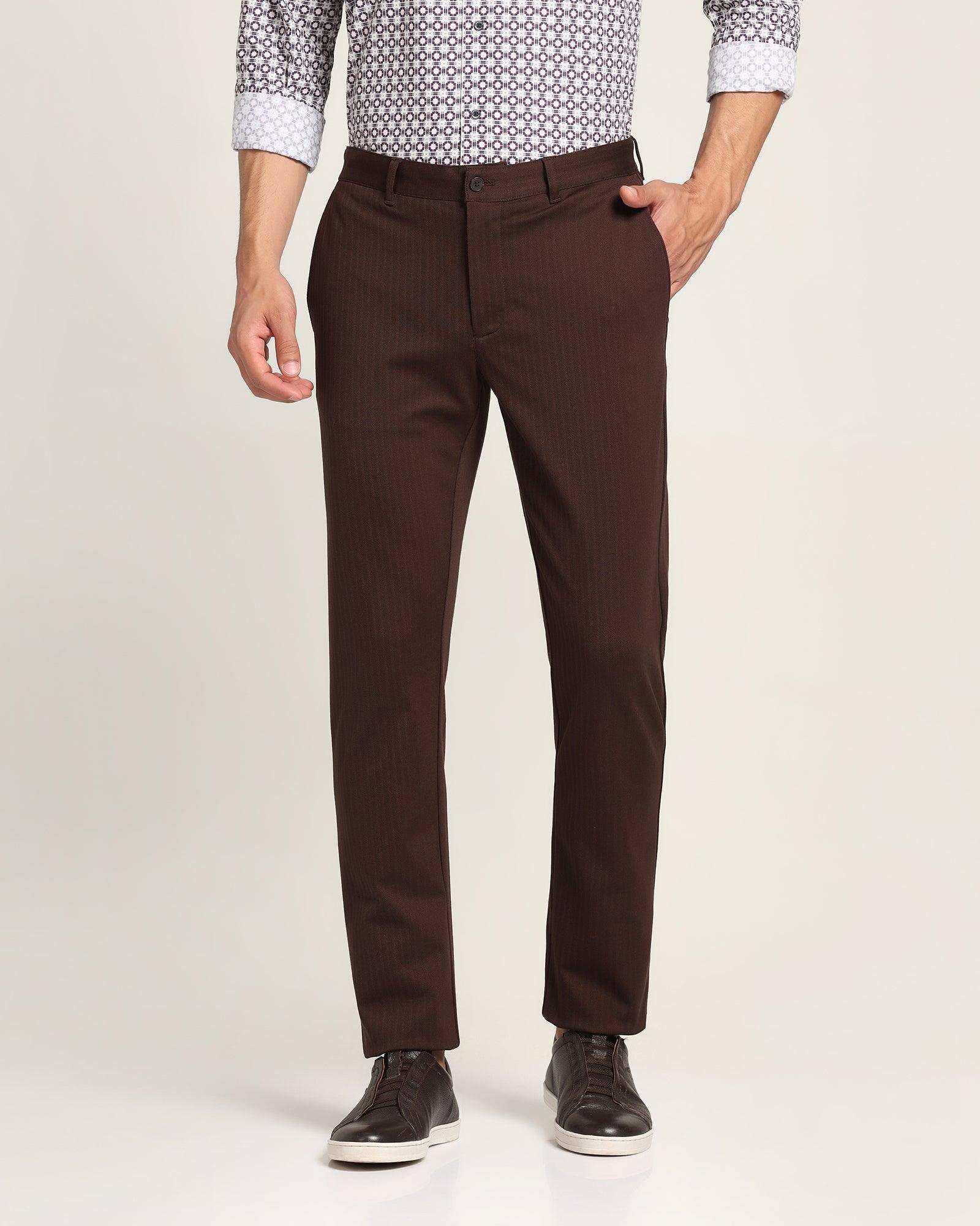 Slim Comfort B-95 Casual Rust Striped Khakis - Jorge
