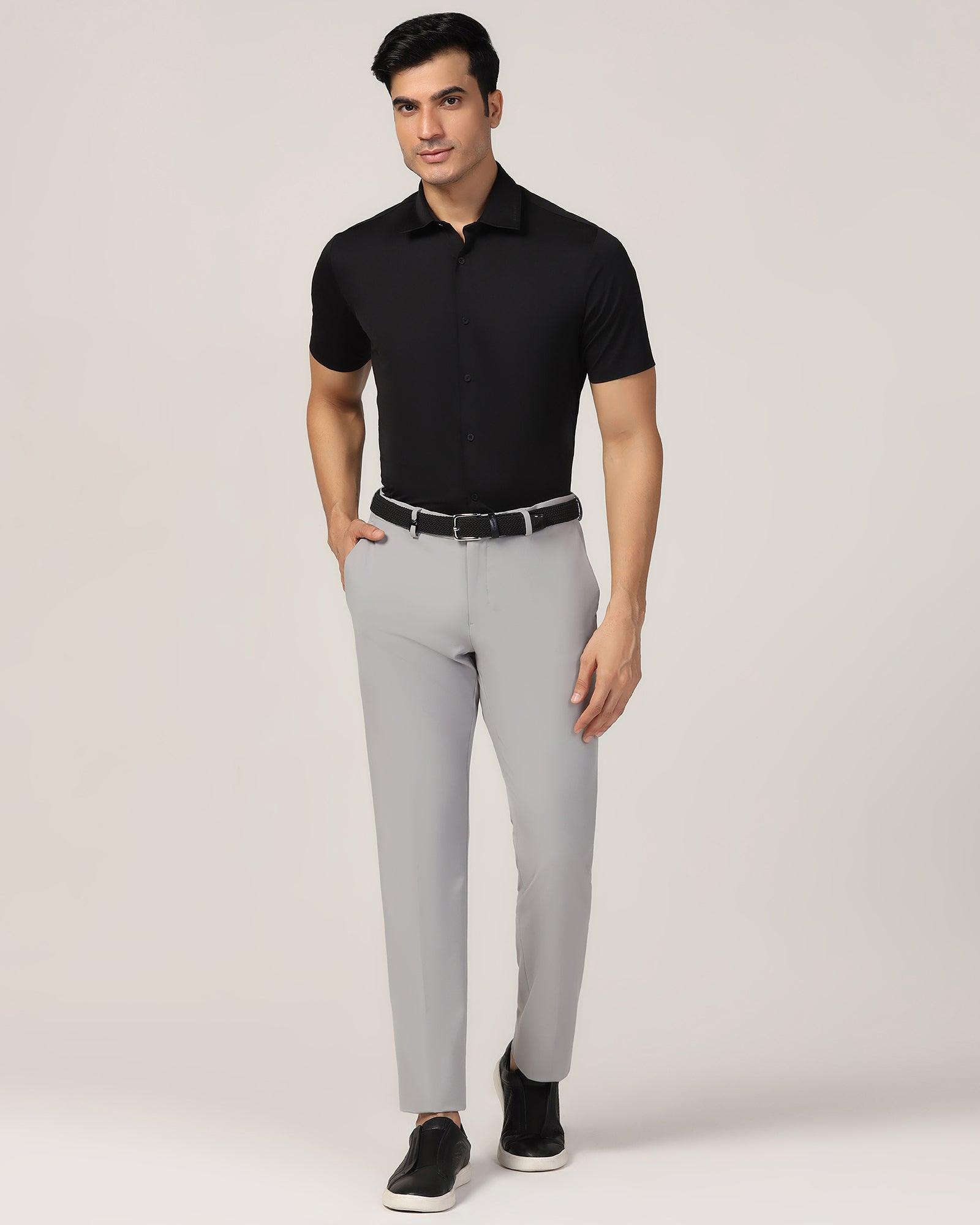 TechPro Slim Fit B-91 Formal Grey Solid Trouser - Sonet