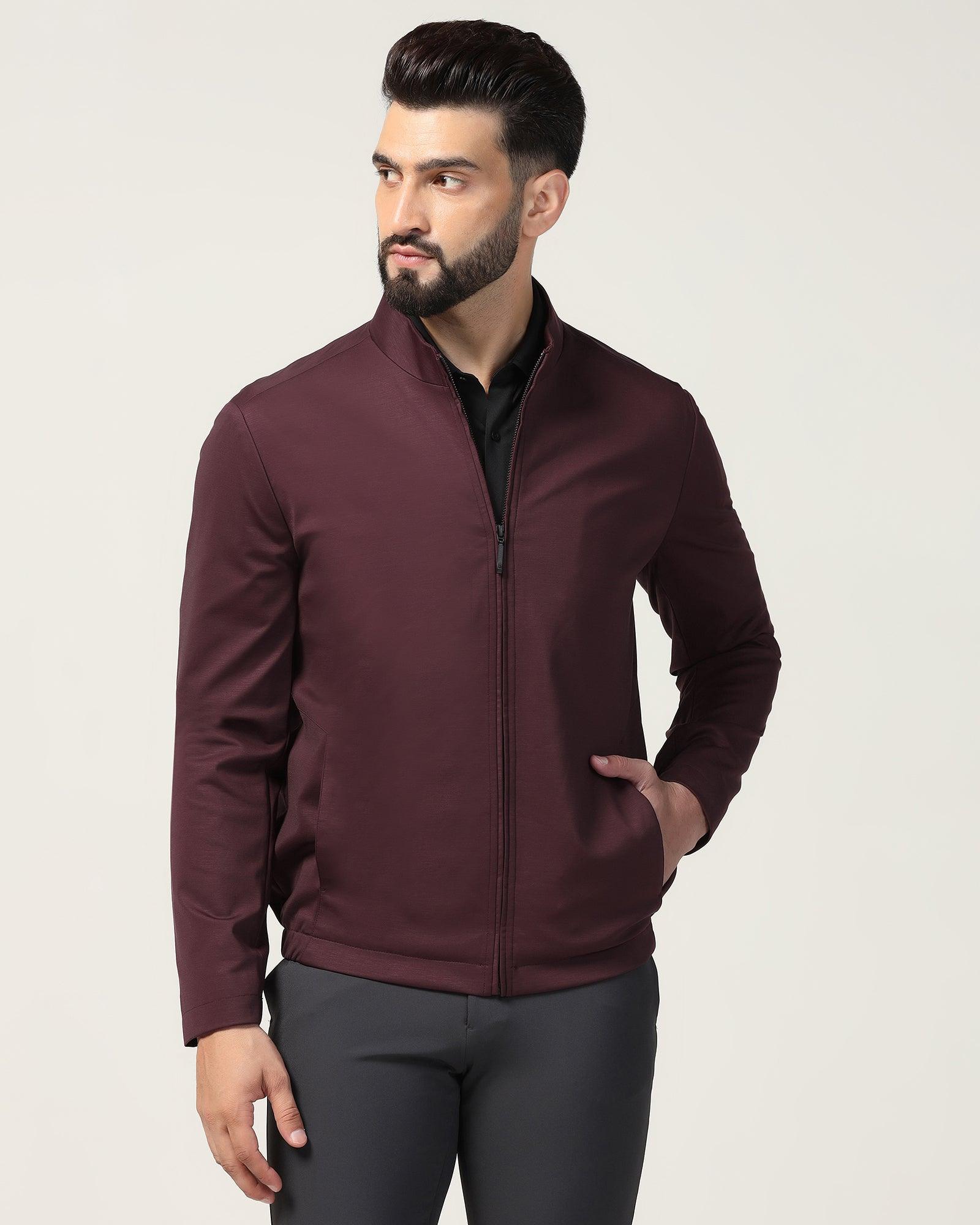 TechPro Wine Solid Zipper Jackets - Ioniq