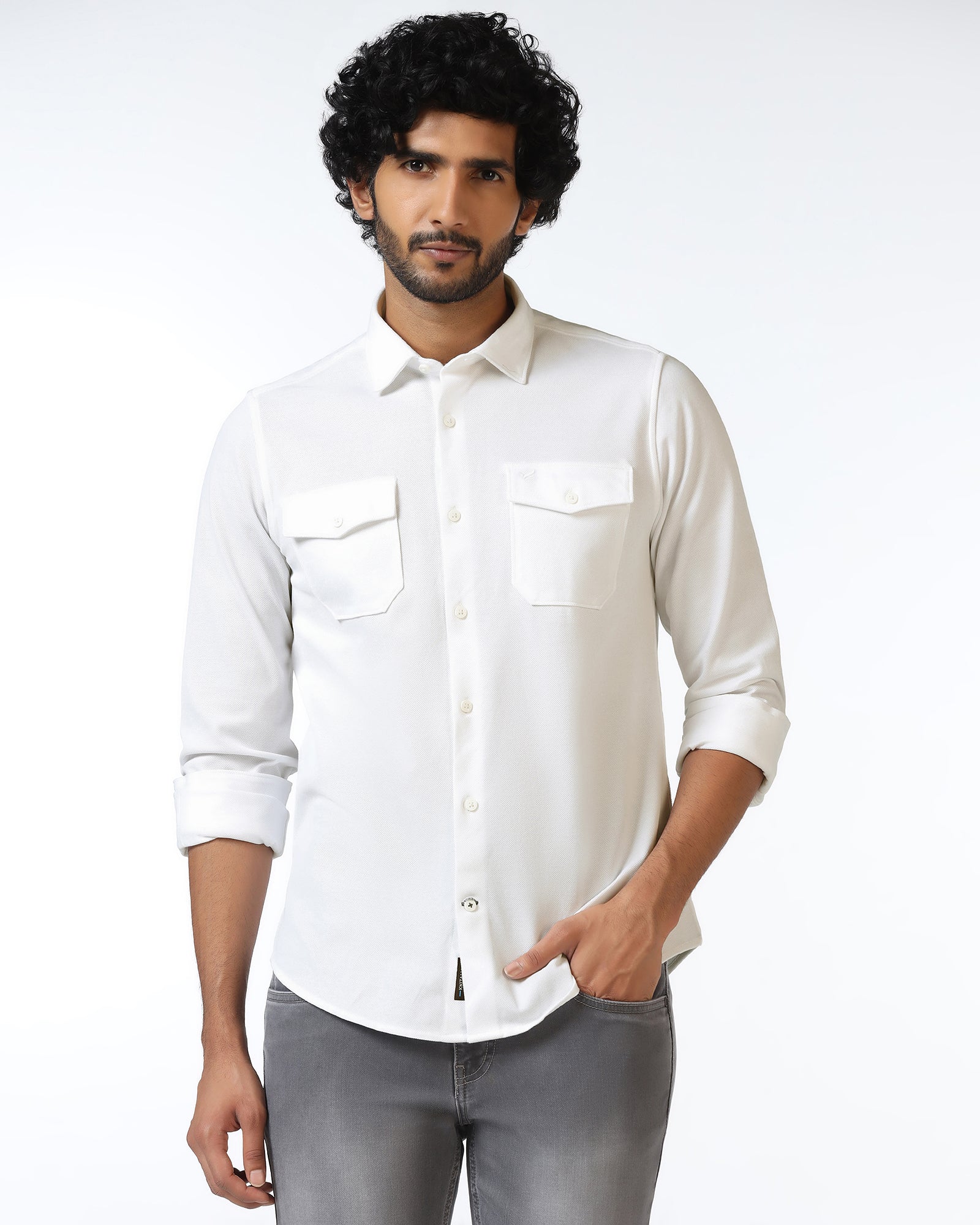 Buy Diaz White Solid Shirt Online India