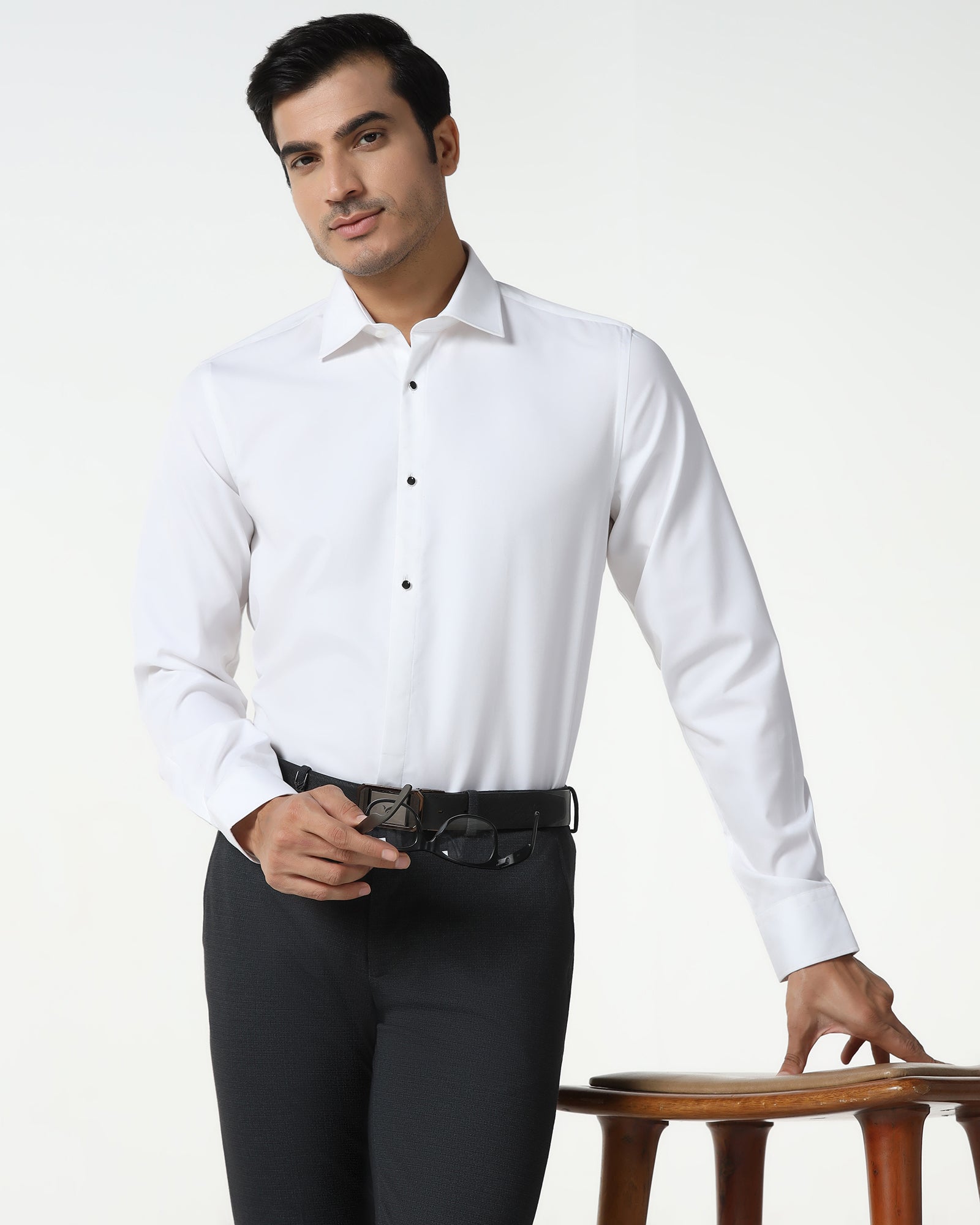 White Super White Solid Shirt - Dallas