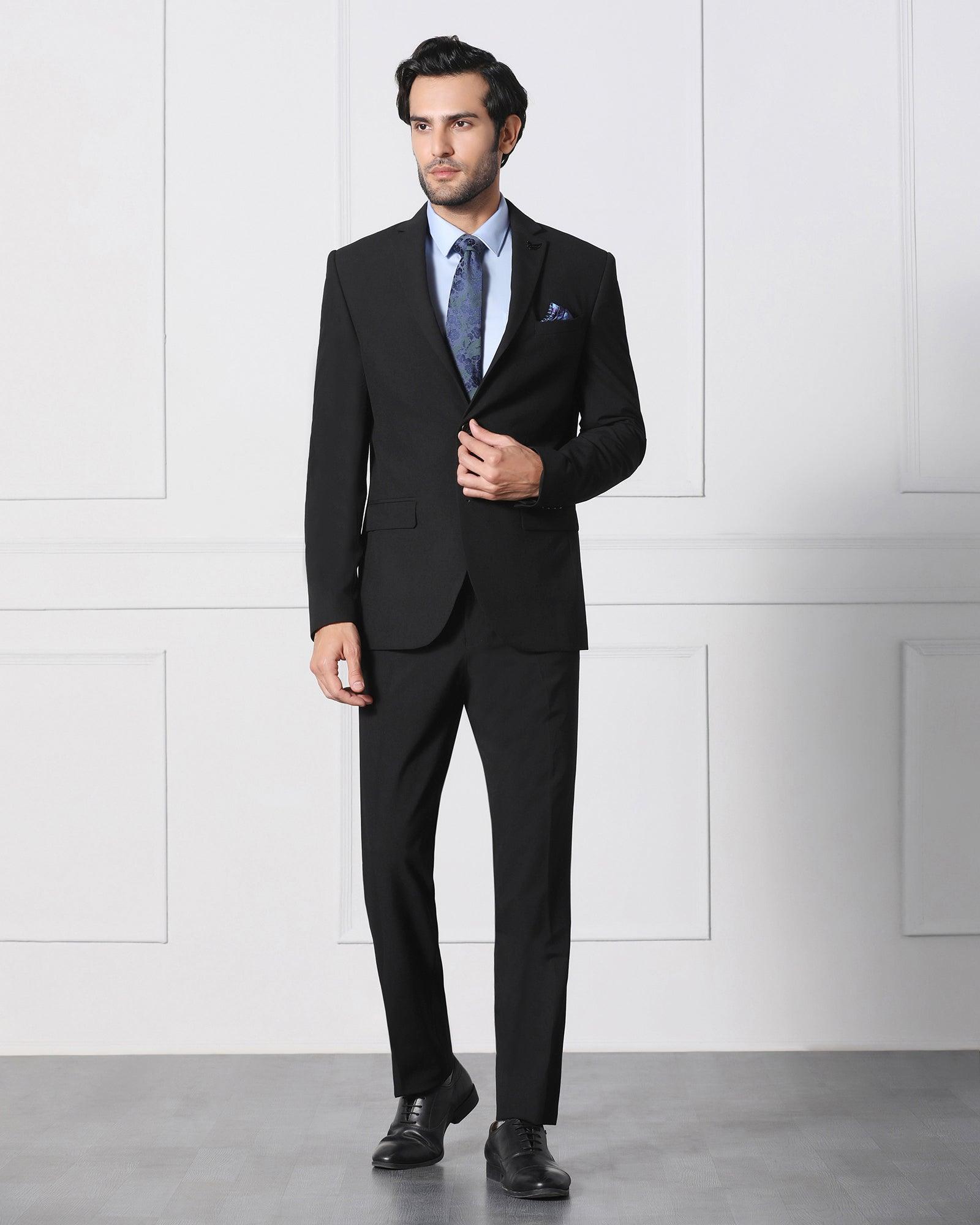 Buy Black Two Piece Solid Suit From Jerret Collection