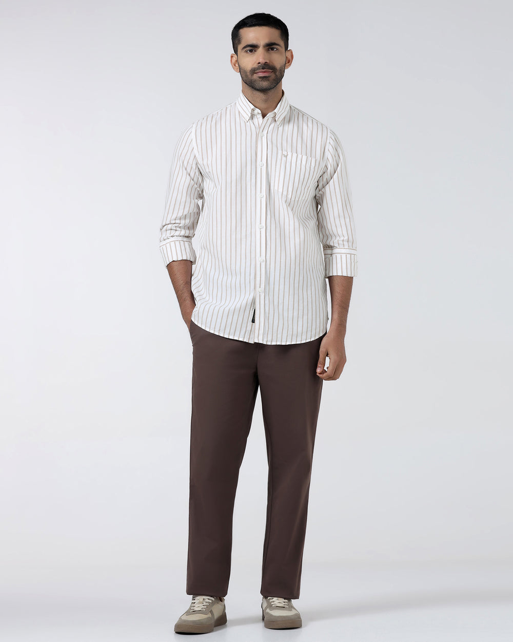 Beige Linen Stripe Shirt - Marzel