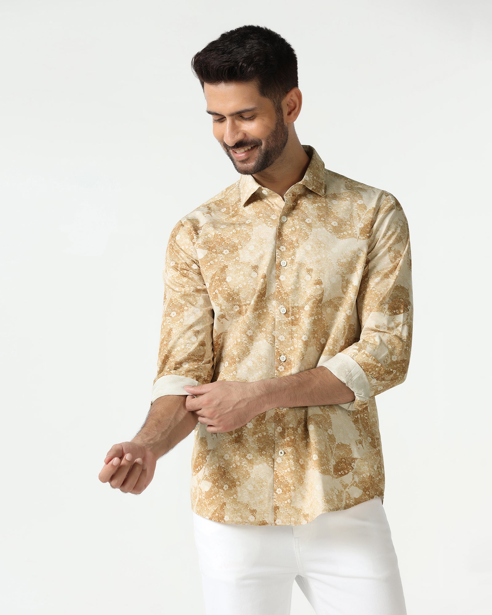 Buy Beige Printed Shirt Online from Blackberrys