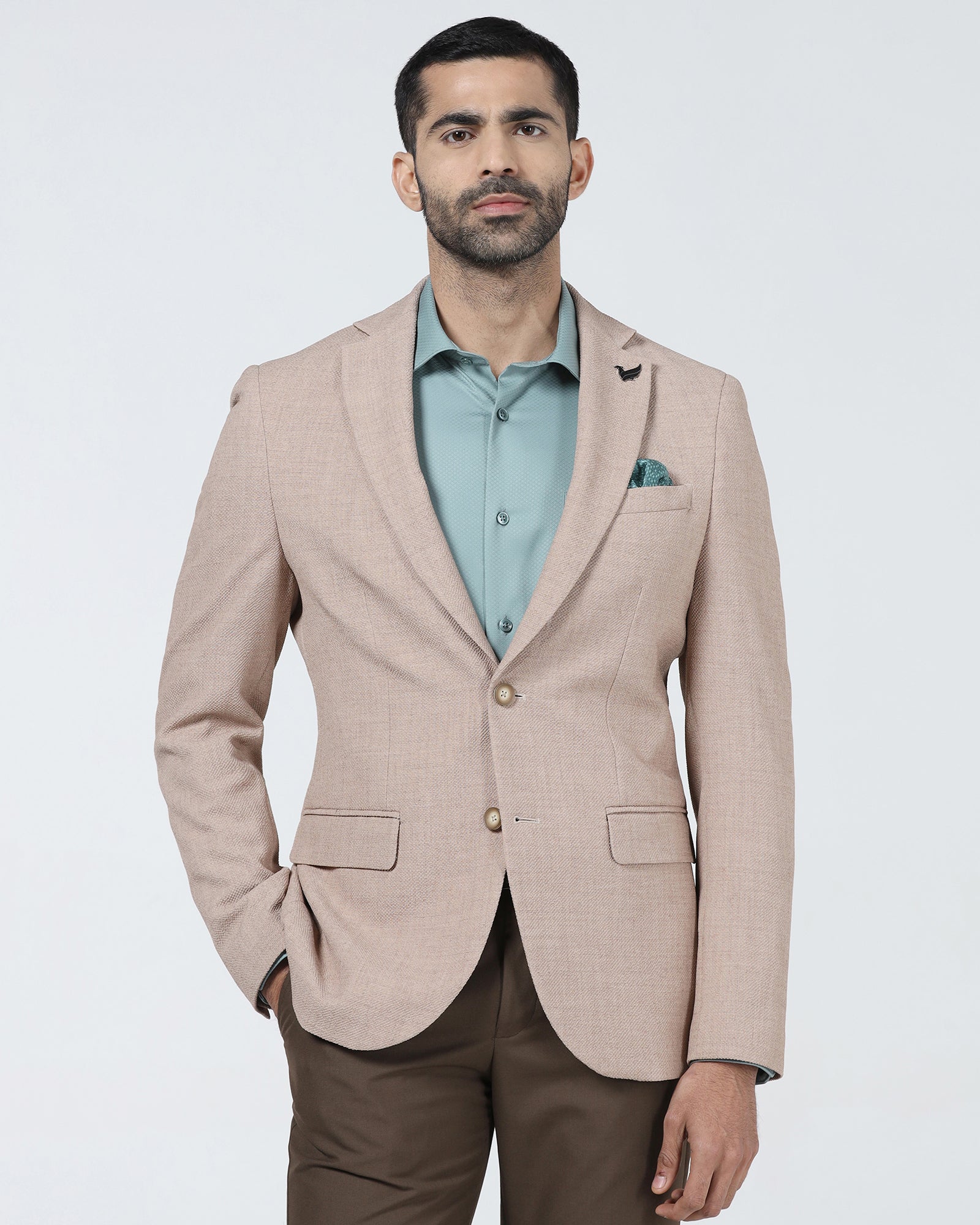 Buy Beige Textured Blazer - Adams Online