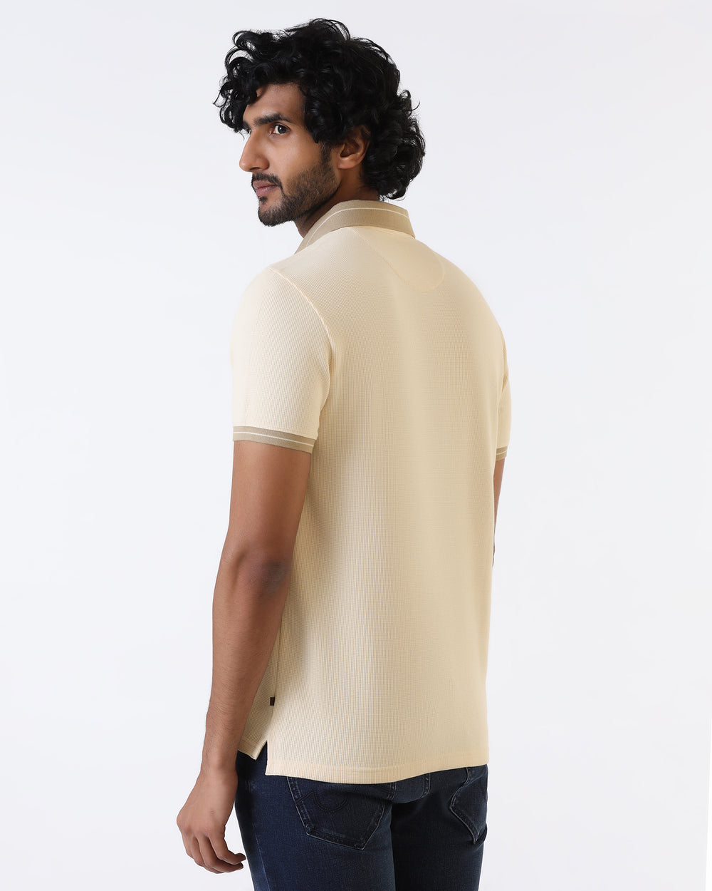 Buy Contra Beige Textured Polo Online India