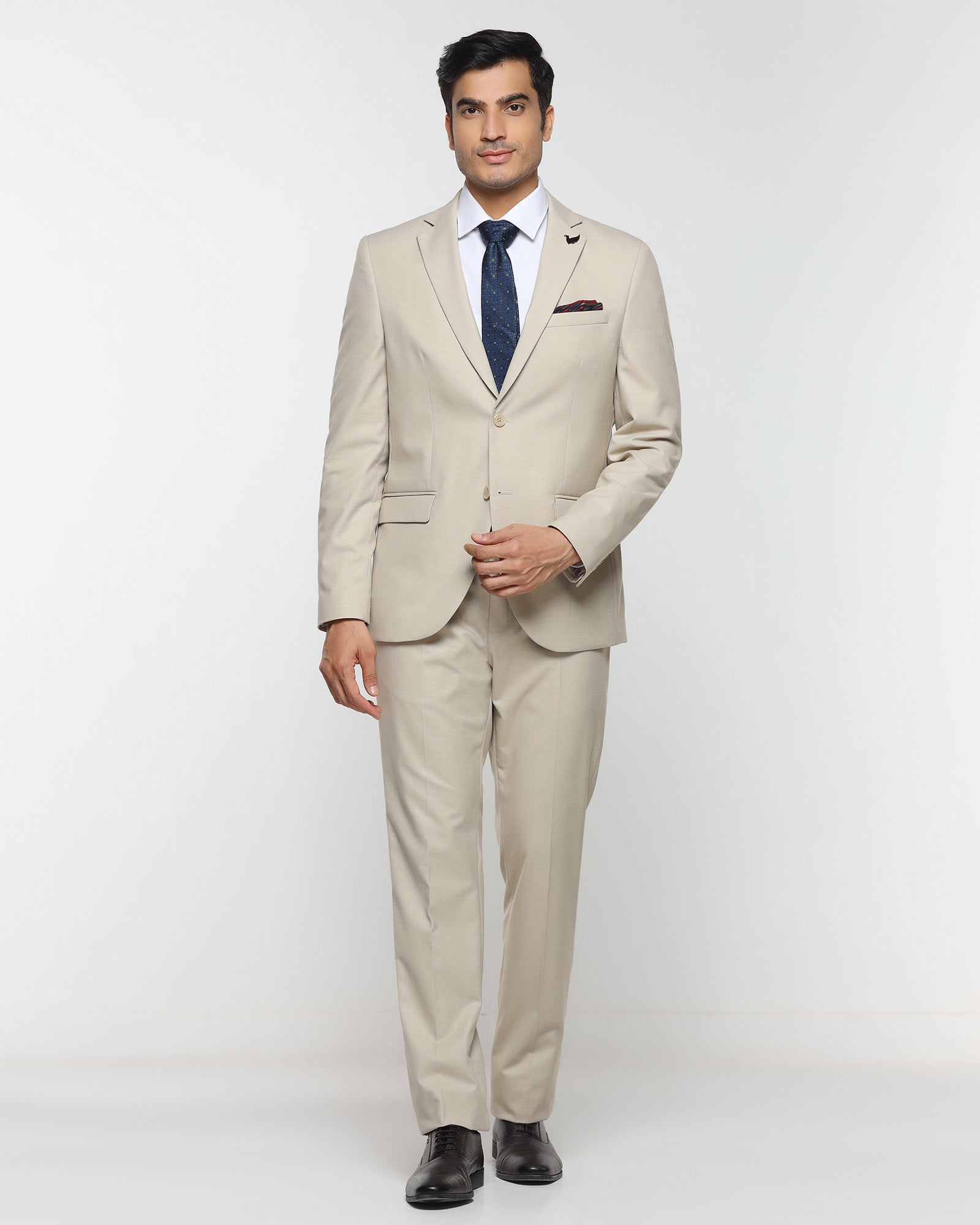 Buy Beige Two Piece Textured Suit From Brim Collection