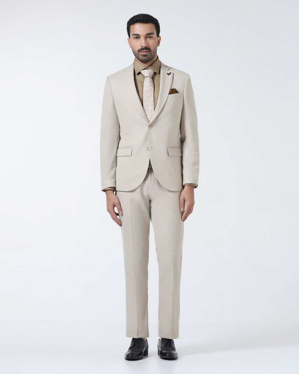 Buy Beige Two Piece Textured Suit From Rex Collection