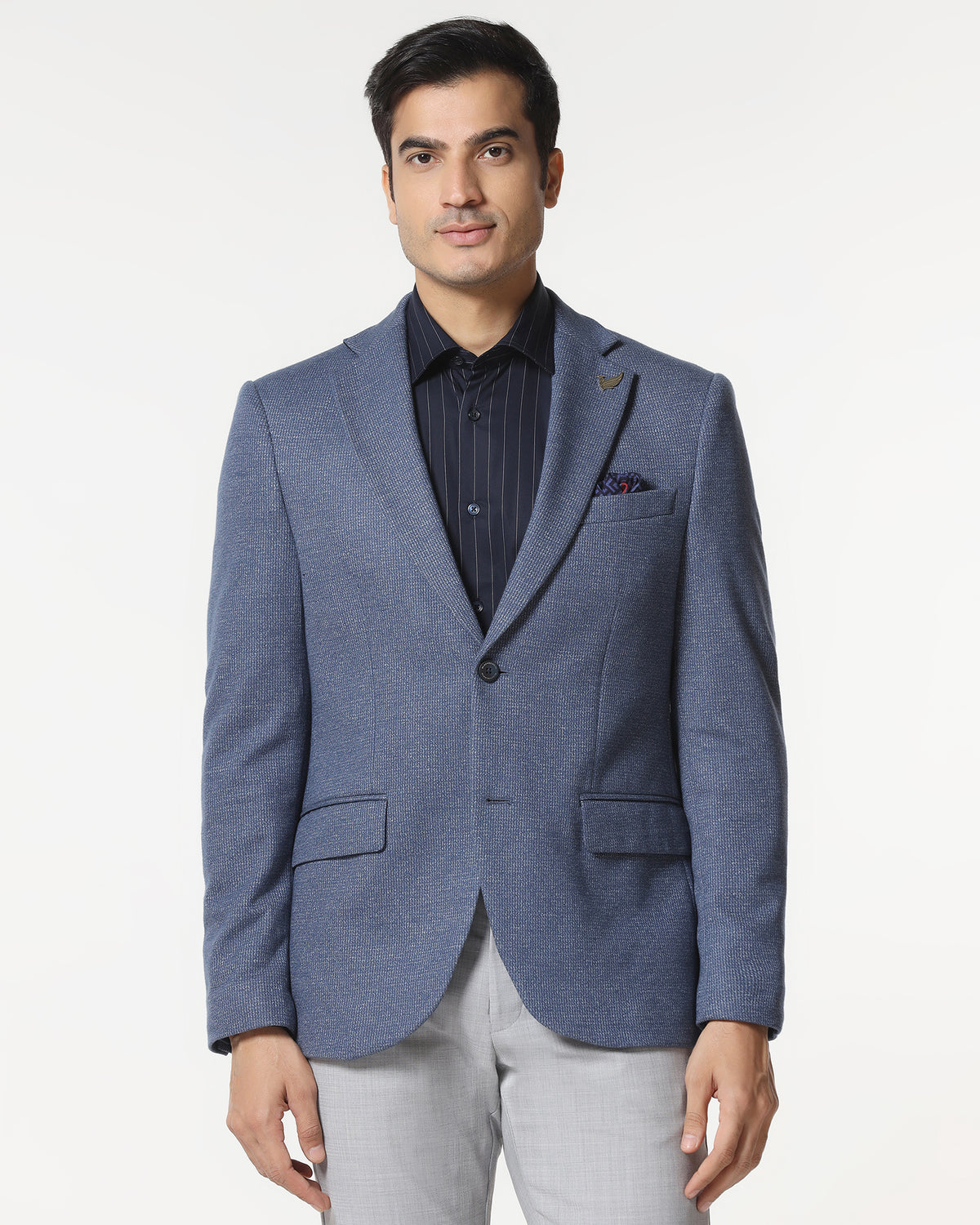Blue Luxe Textured Blazers - Baleno