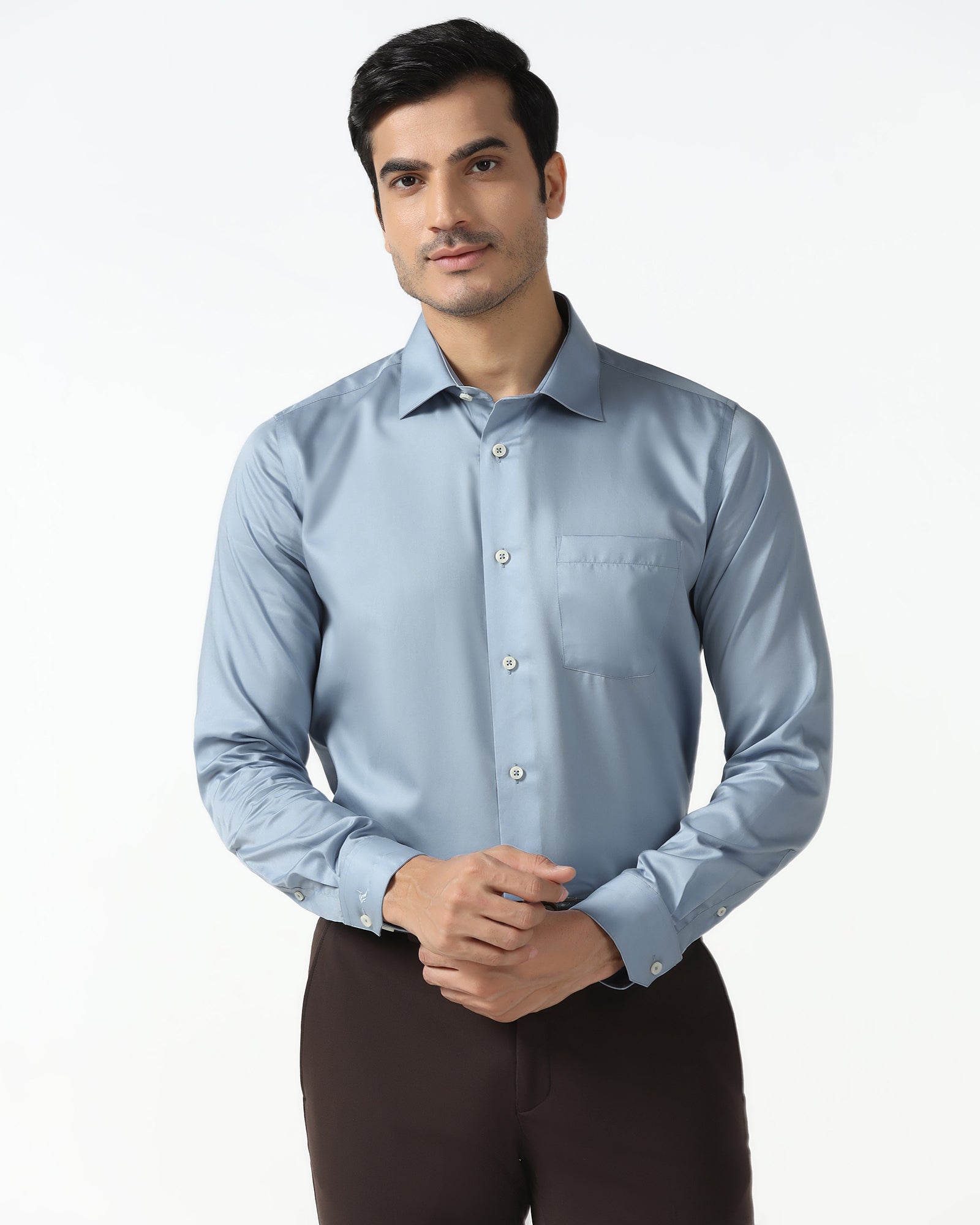 Buy Blue Solid Shirt from Roger Collection Online
