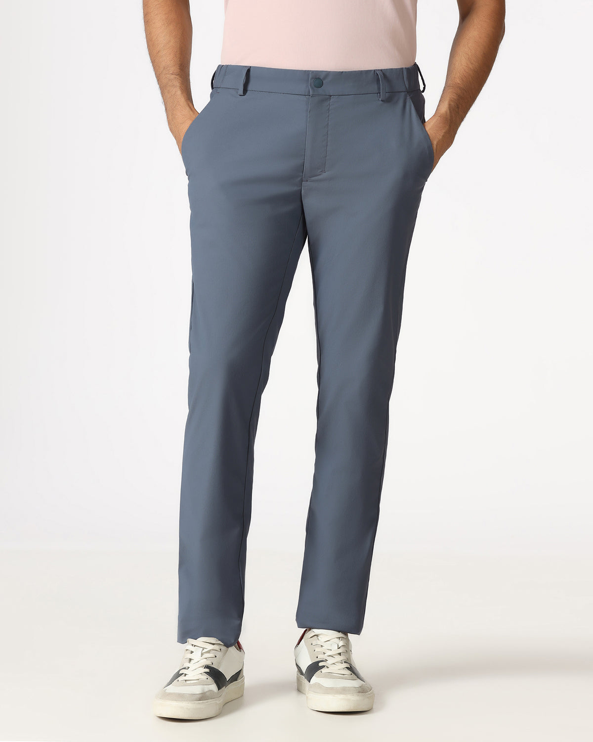 Buy Blue Techpro Textured Khakis From Ticino Collection