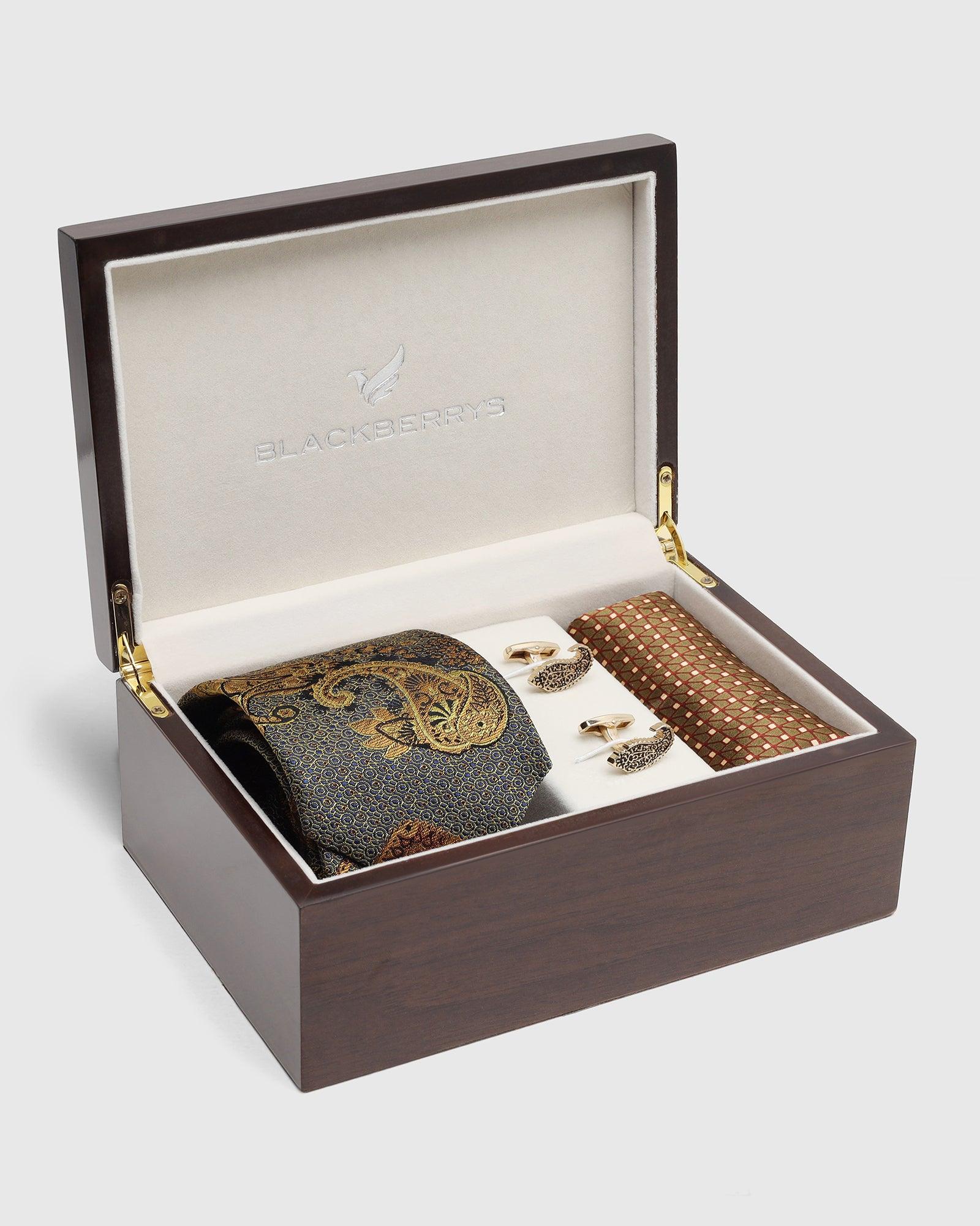 Boxed Combo Yellow Tie, Pocket Square & Cufflinks - Tarmaric