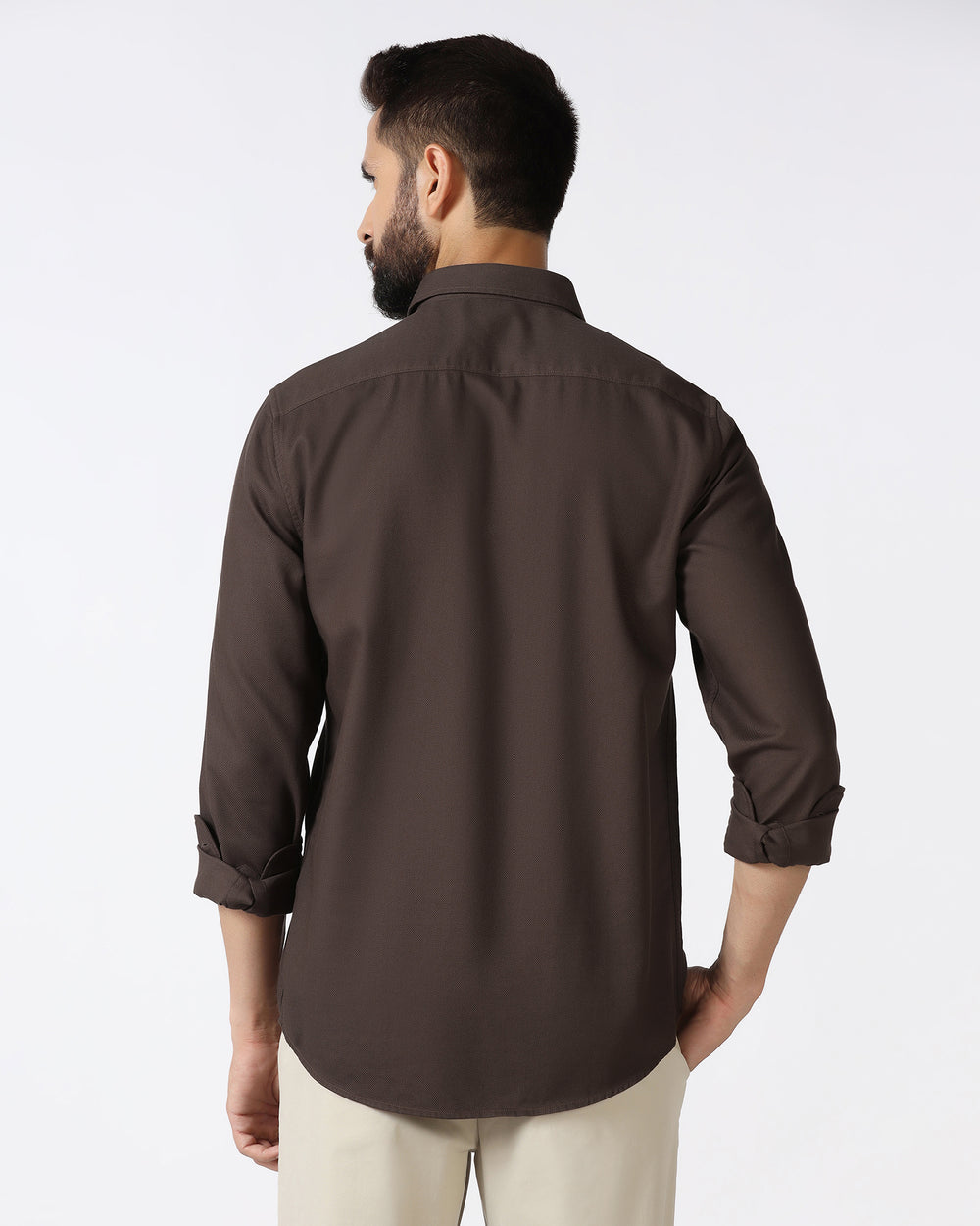 Buy Brown Textured Shirt From Caty Collection