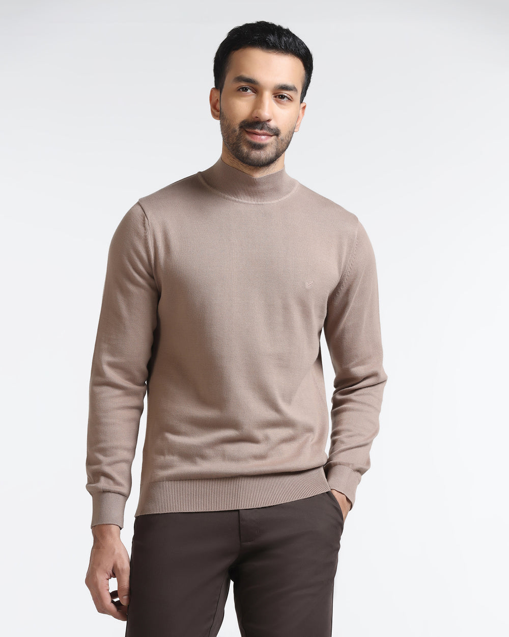 Buy Camel High Neck Solid Sweater From Pop Collection