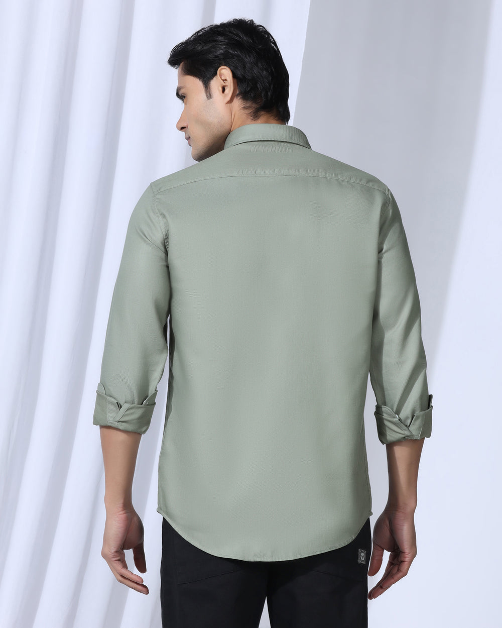 Buy Caty Olive Textured Casual Shirt Online India