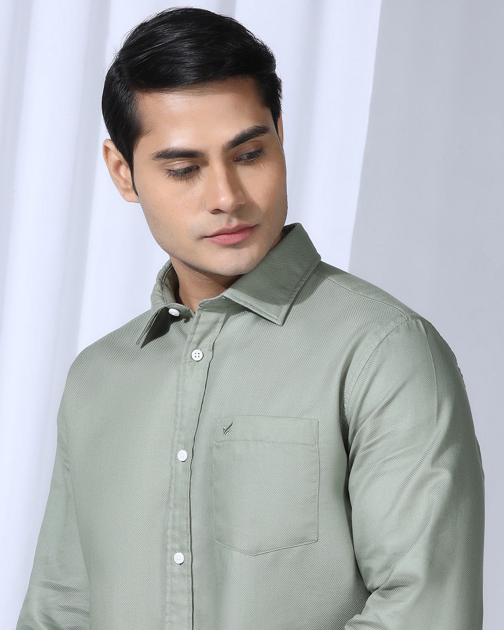 Buy Caty Olive Textured Casual Shirt Online India