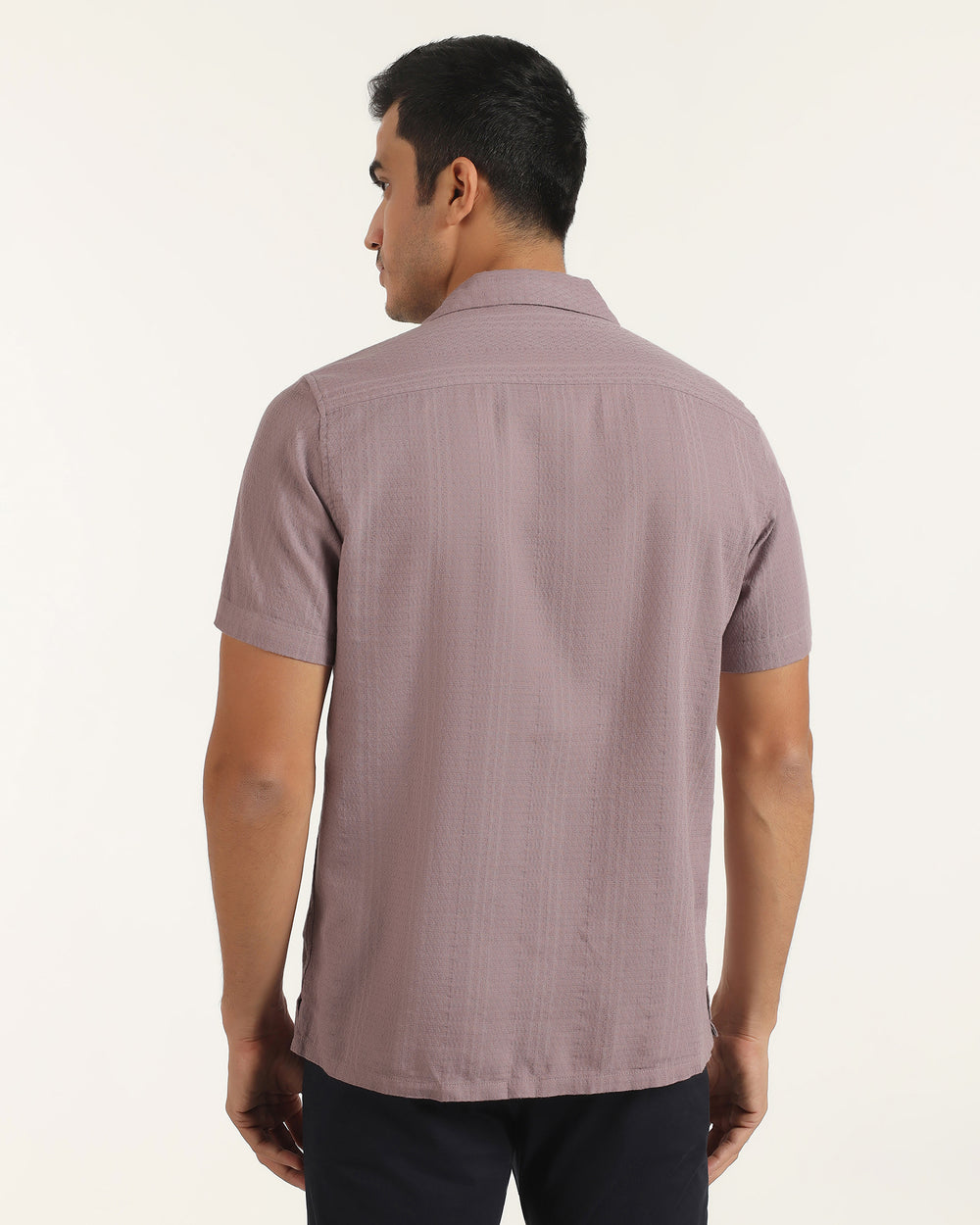 Buy Elister Pink Half Sleeve Textured Casual Shirt Online