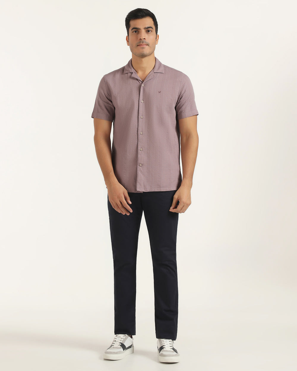 Buy Elister Pink Half Sleeve Textured Casual Shirt Online