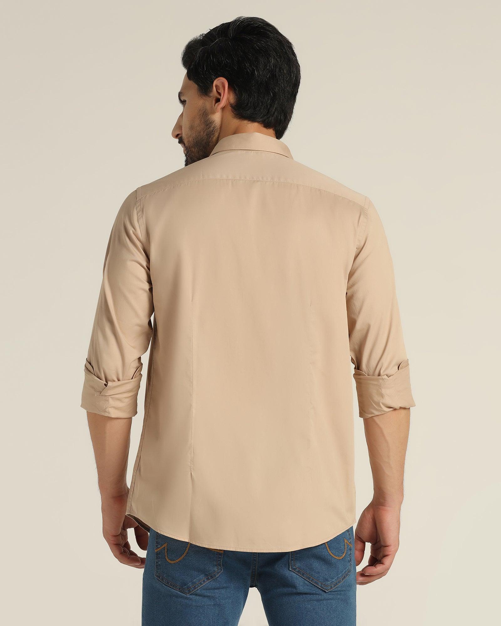 Casual Beige Solid Shirt - Mandy