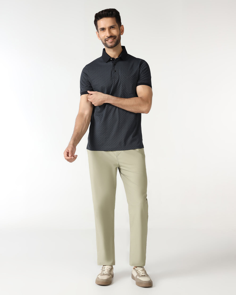 Buy Charcoal Printed Polo From Deco Collection Online