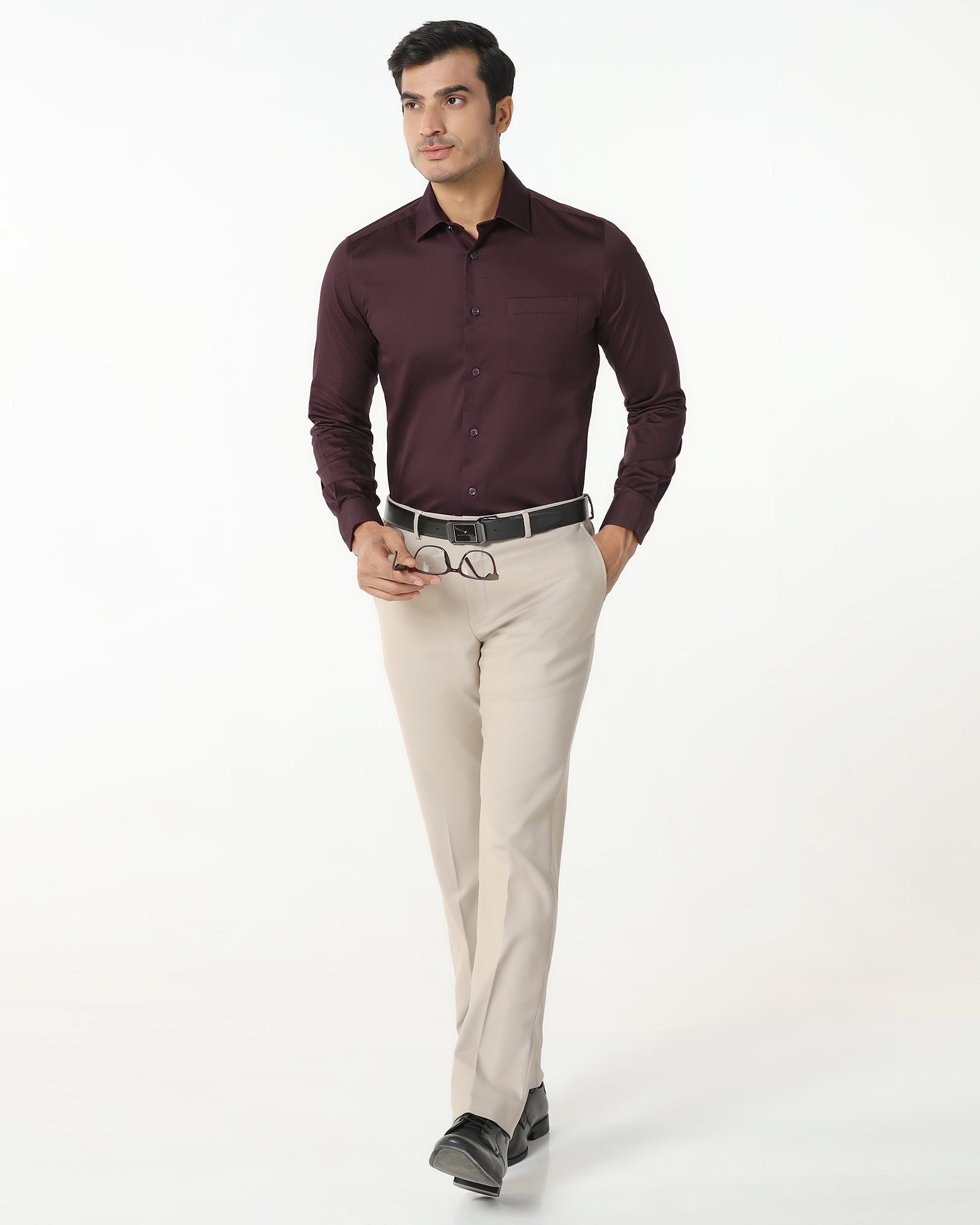 Buy Cherry Lacquer Non-Iron Solid Shirt from Blackberrys