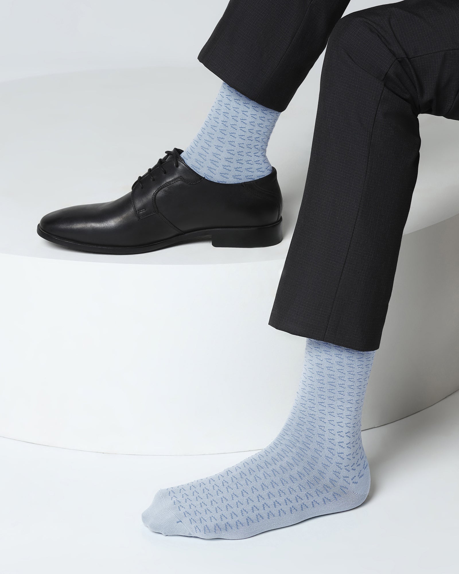 Buy Vaca Sky Blue Jacquard Cotton Socks Online India