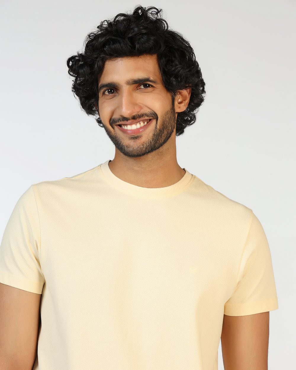 Buy Hexa Cream Crew Neck Textured T-Shirt Online India