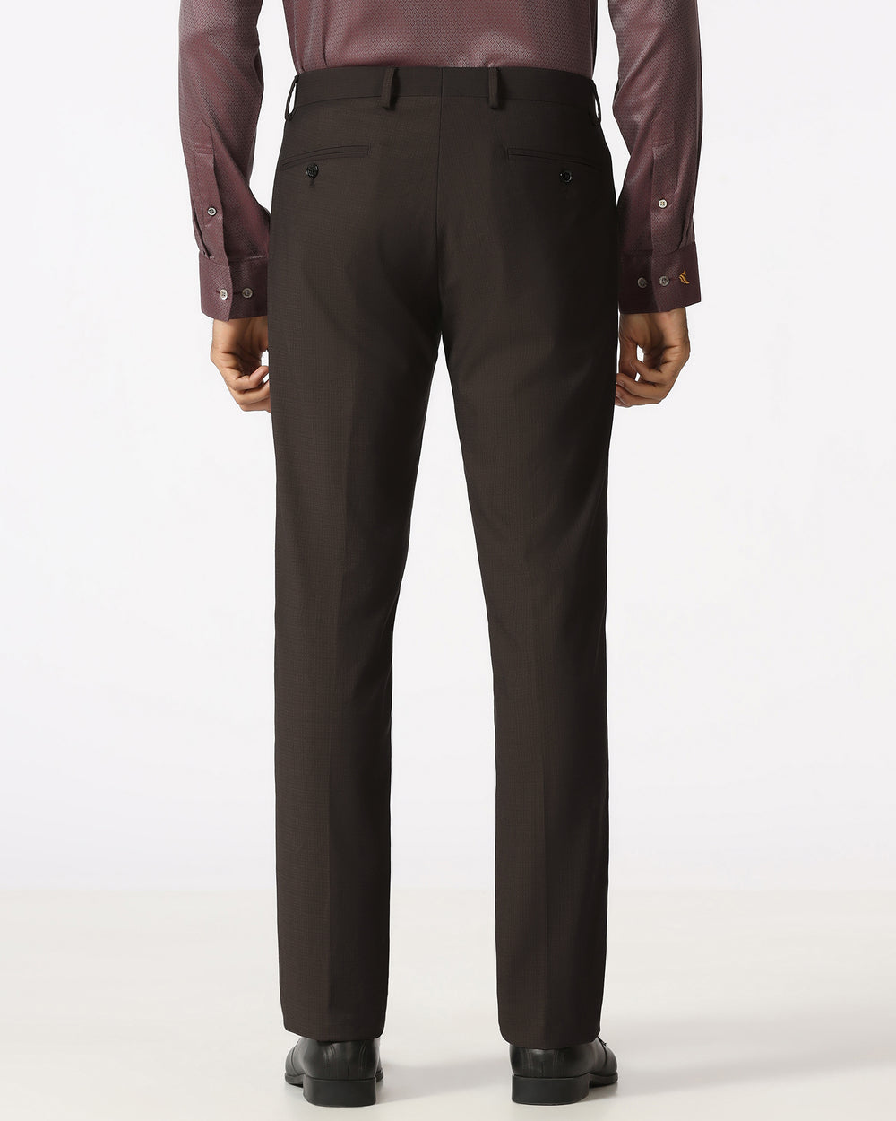 Buy Dark Brown Check Trouser From Baylor Collection Online