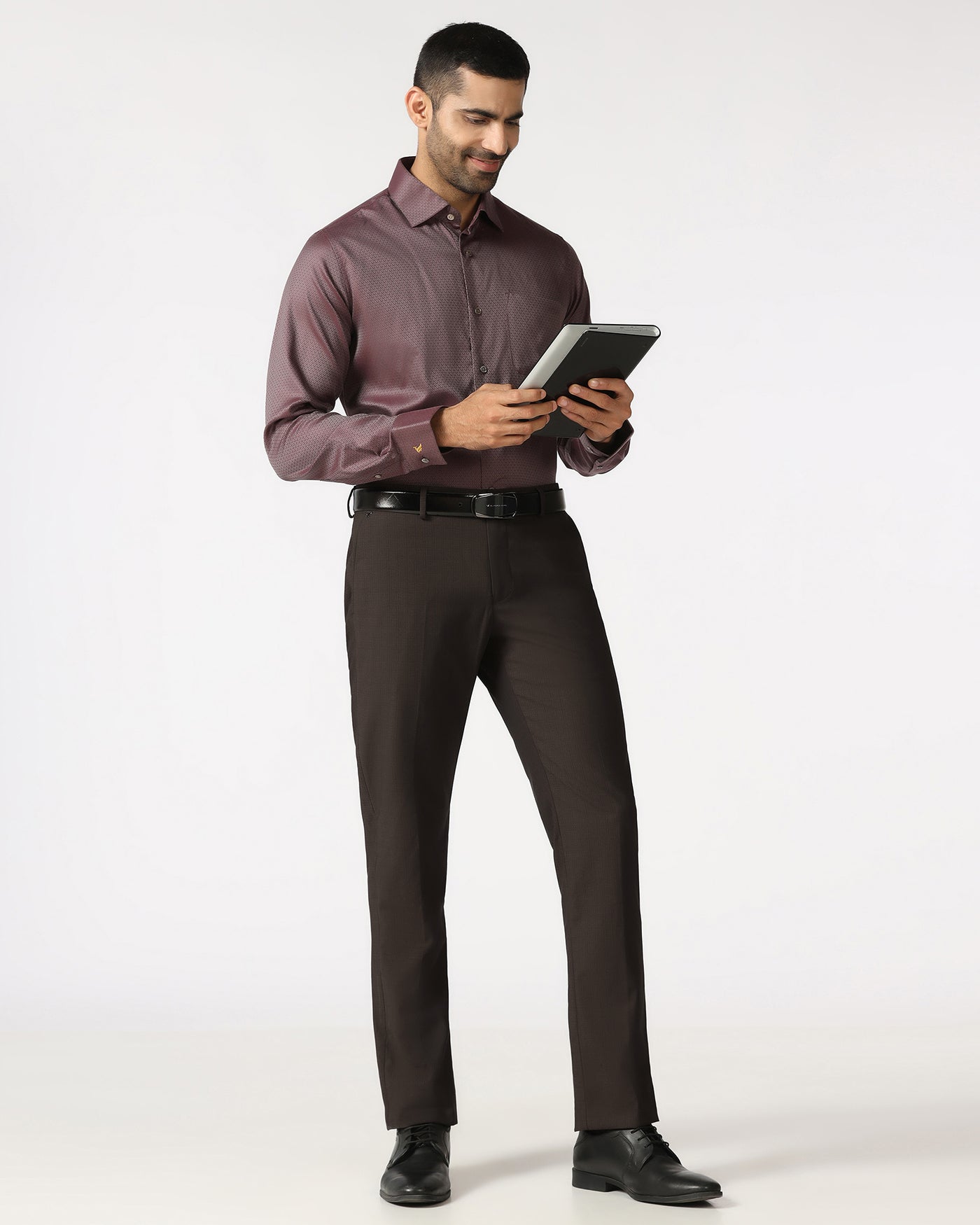 Buy Dark Brown Check Trouser From Baylor Collection Online