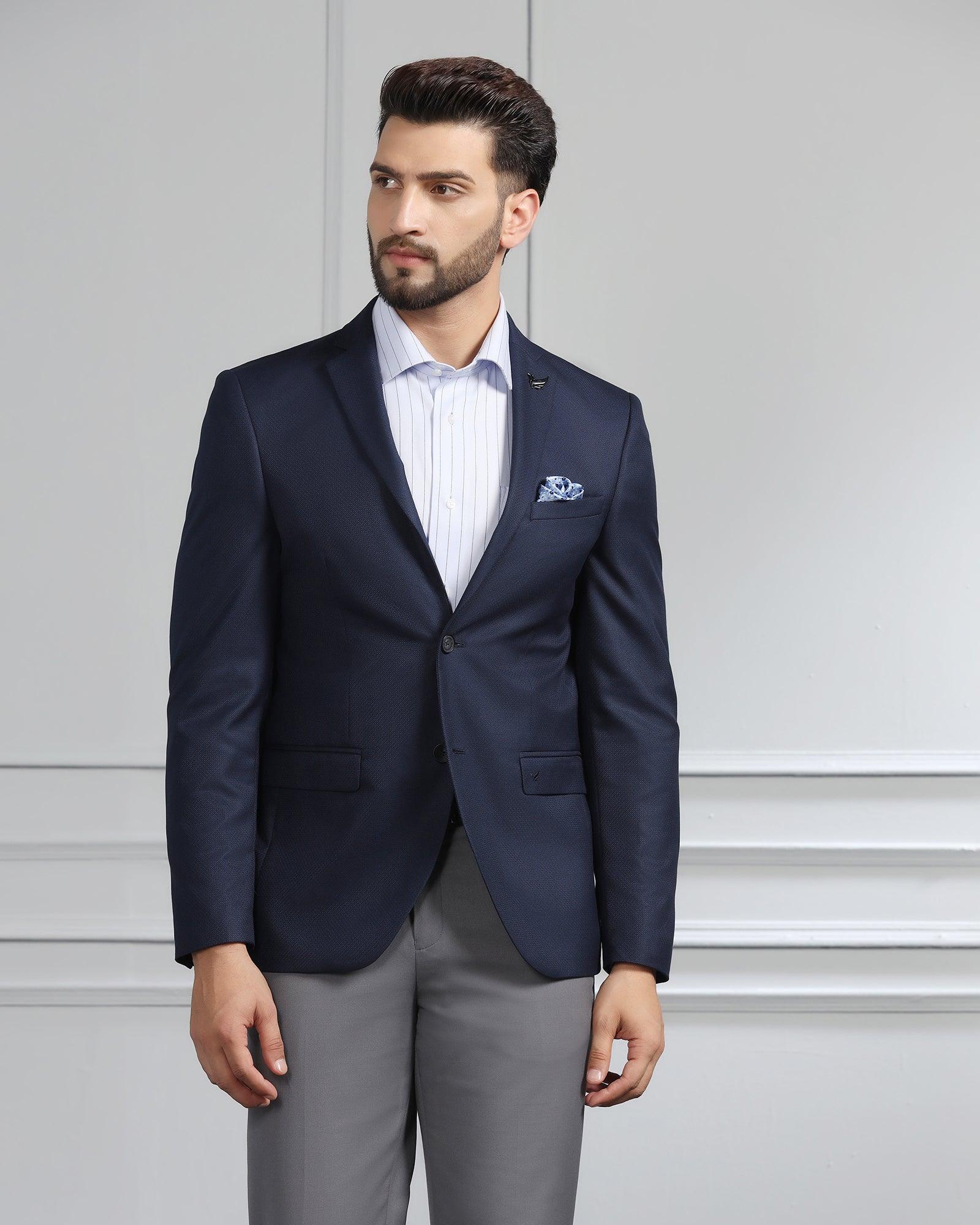 Buy Formal Navy Textured Blazer from Magna Collection