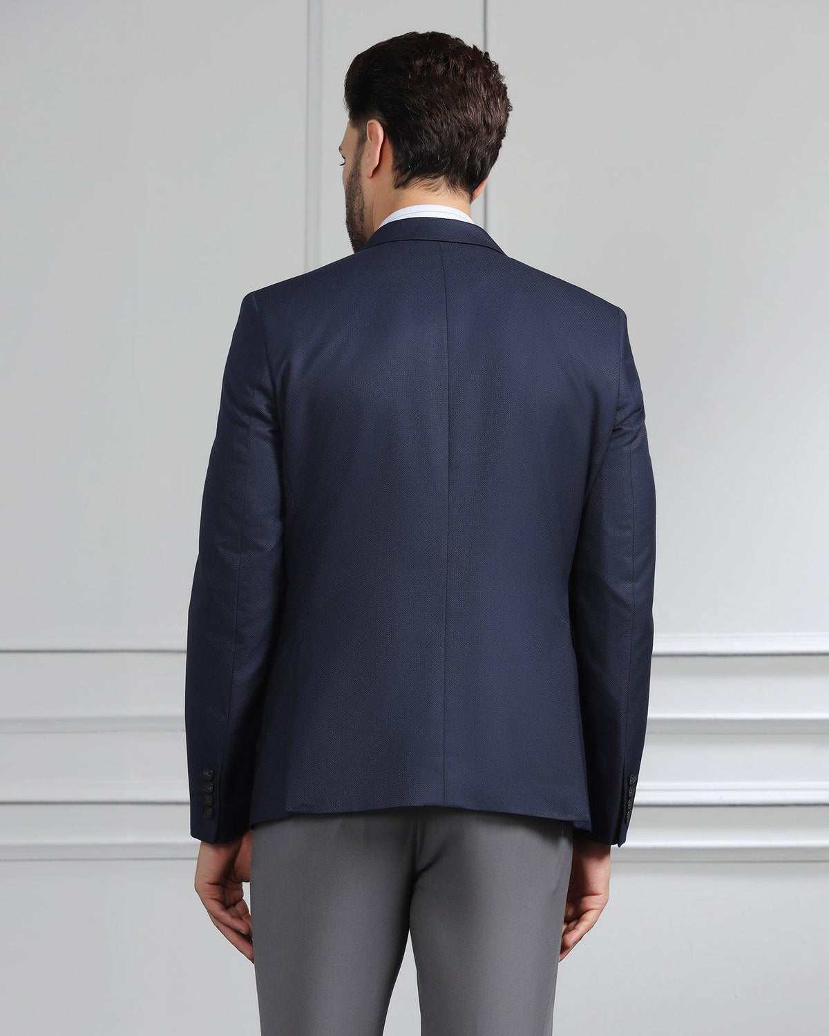 Buy Formal Navy Textured Blazer from Magna Collection