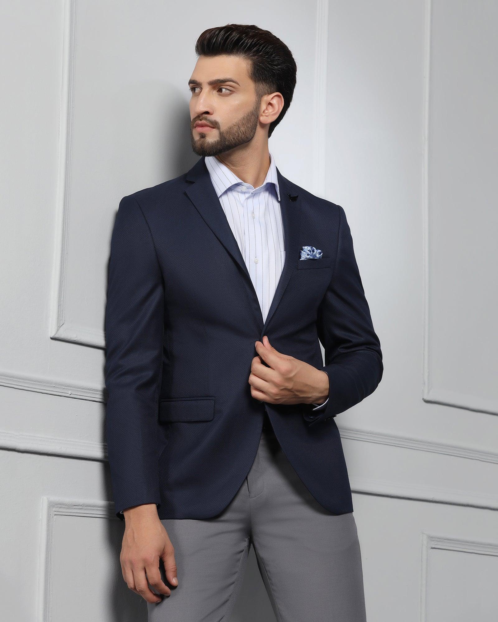 Formal Navy Textured Blazer - Magna