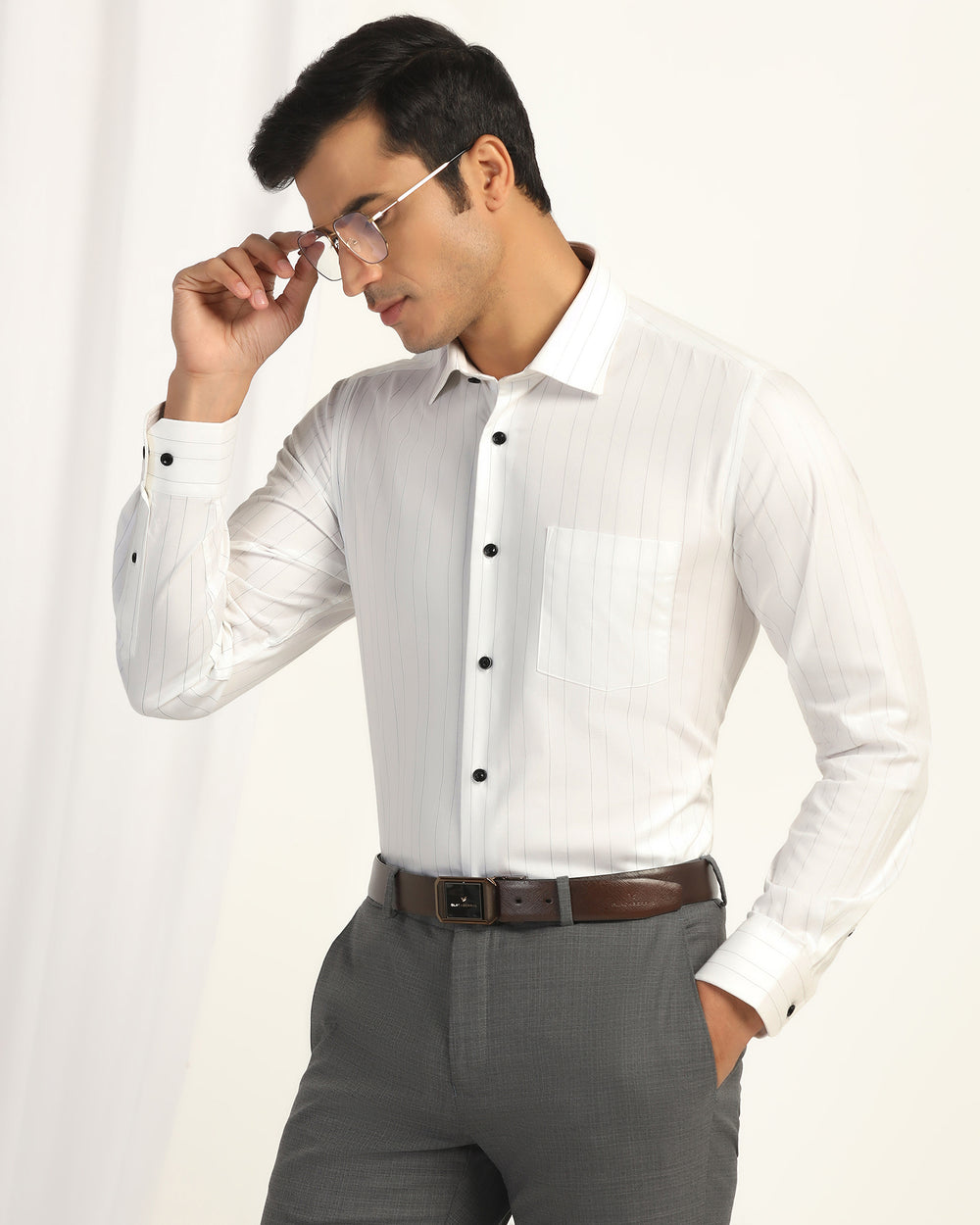 Buy Austin White Stripe Shirt Online India