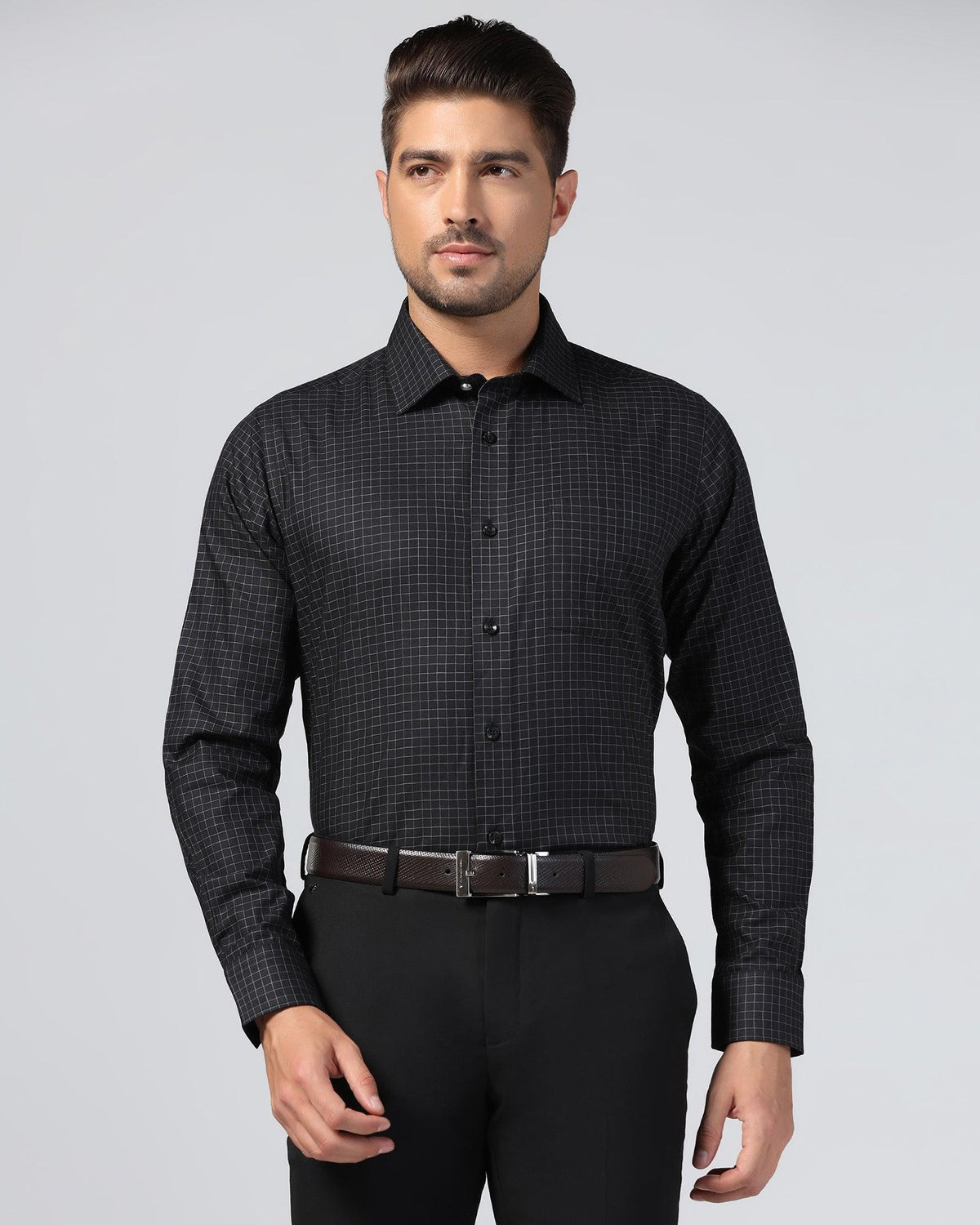 Buy Formal Black Check Shirt from Watson Collection