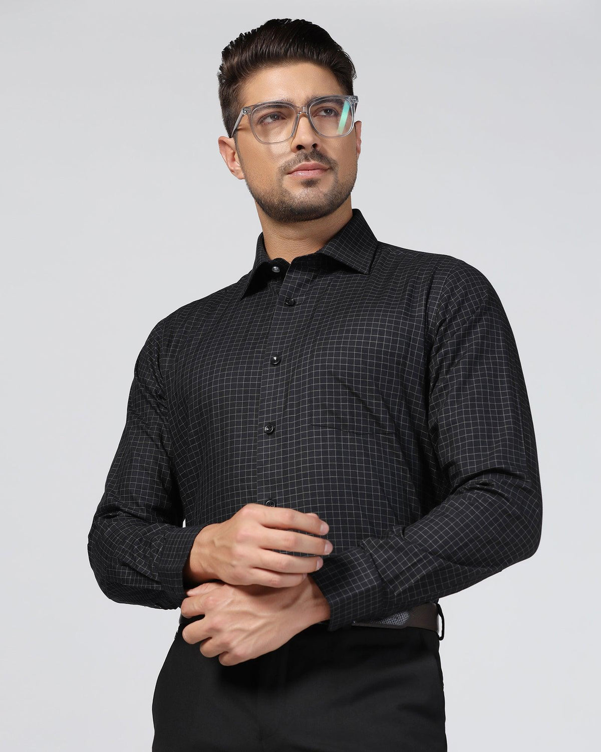 Buy Formal Black Check Shirt from Watson Collection