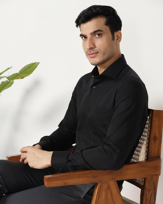 Formal Black Textured Shirt - Melon