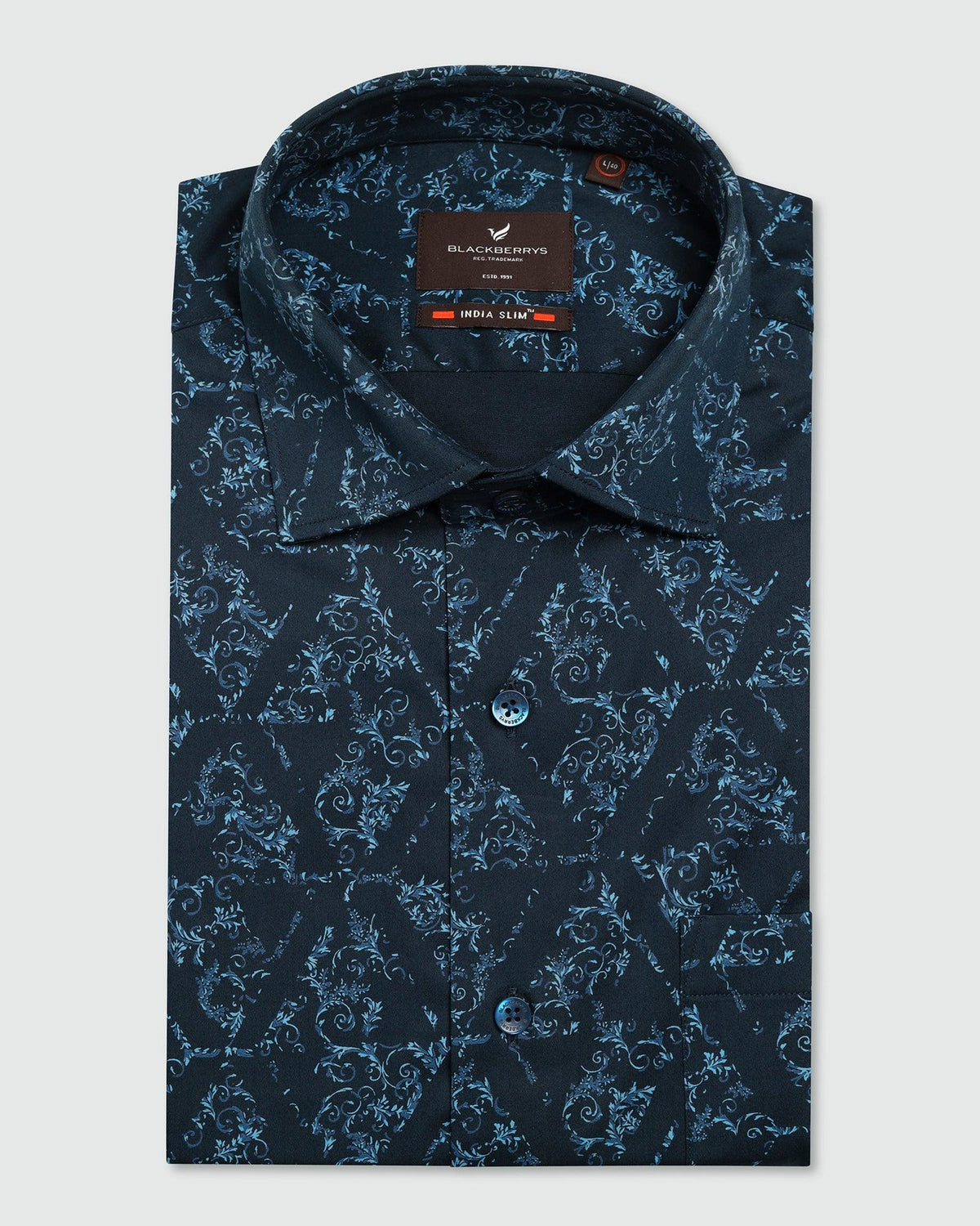 Buy Formal Blue Printed Shirt from Burro Collection