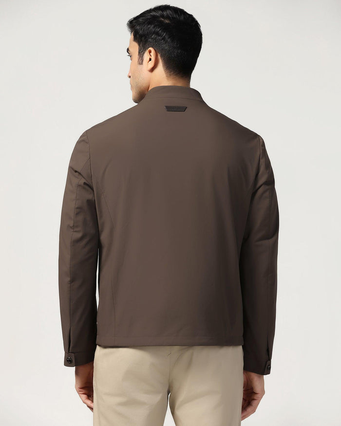 Formal Chocolate Brown Solid Zipper Jackets - Orion