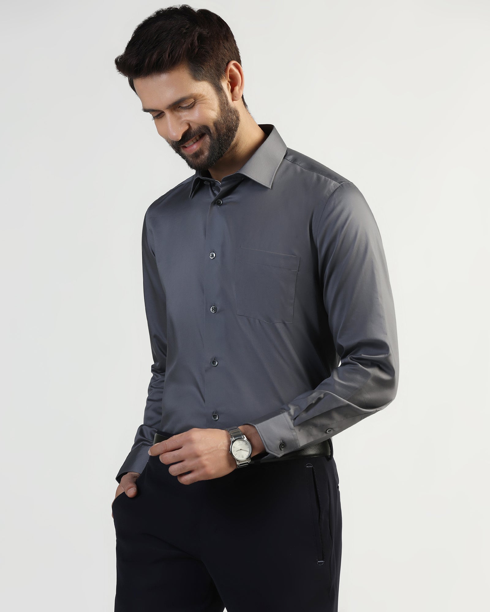 Buy Roger Grey Solid Shirt Online India