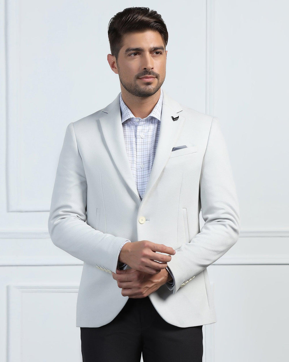 Buy Formal Grey Textured Blazer from Elevate Collection