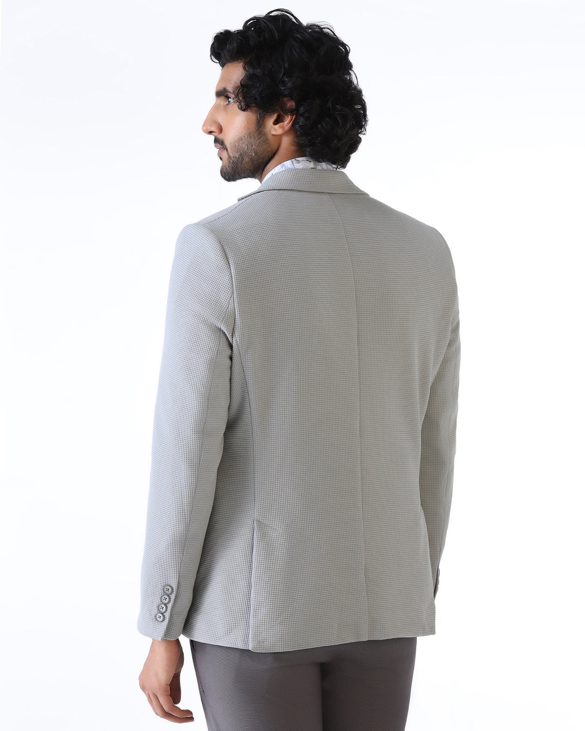 Buy Belvedere Light Grey Textured Blazer Online India
