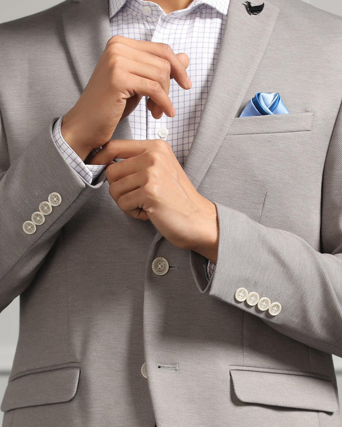Buy Formal Light Grey Textured Blazer from Caleb Collection