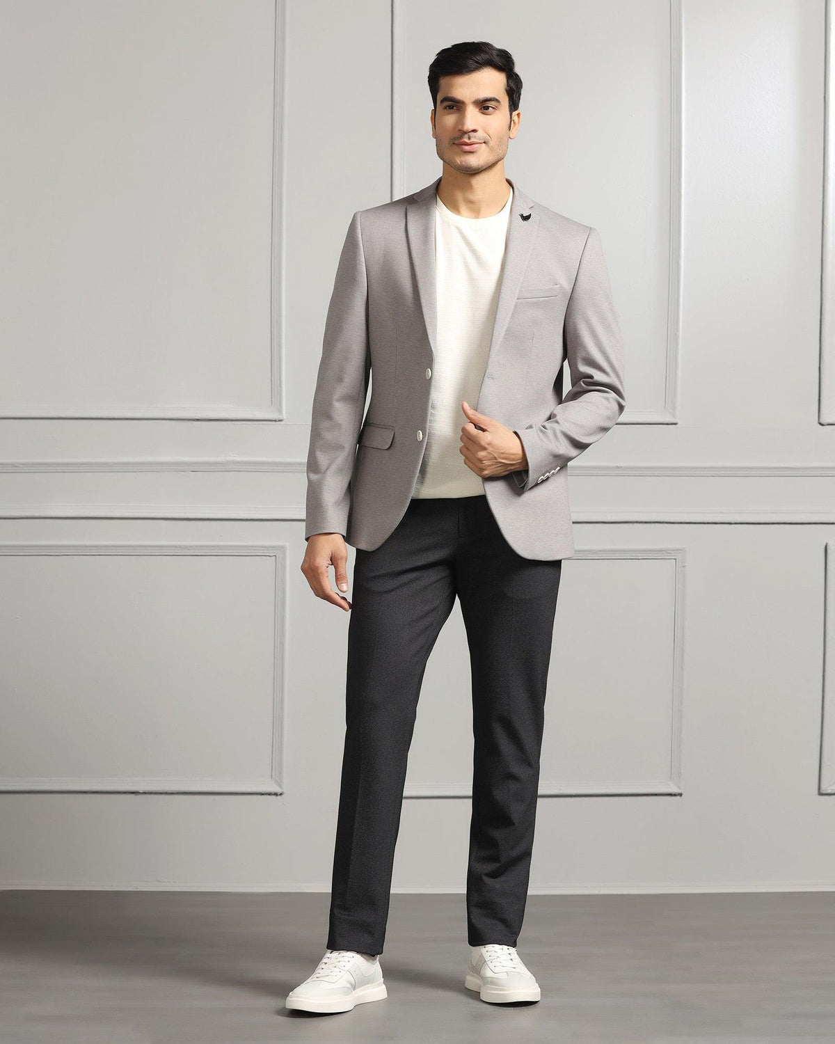 Buy Formal Light Grey Textured Blazer from Caleb Collection