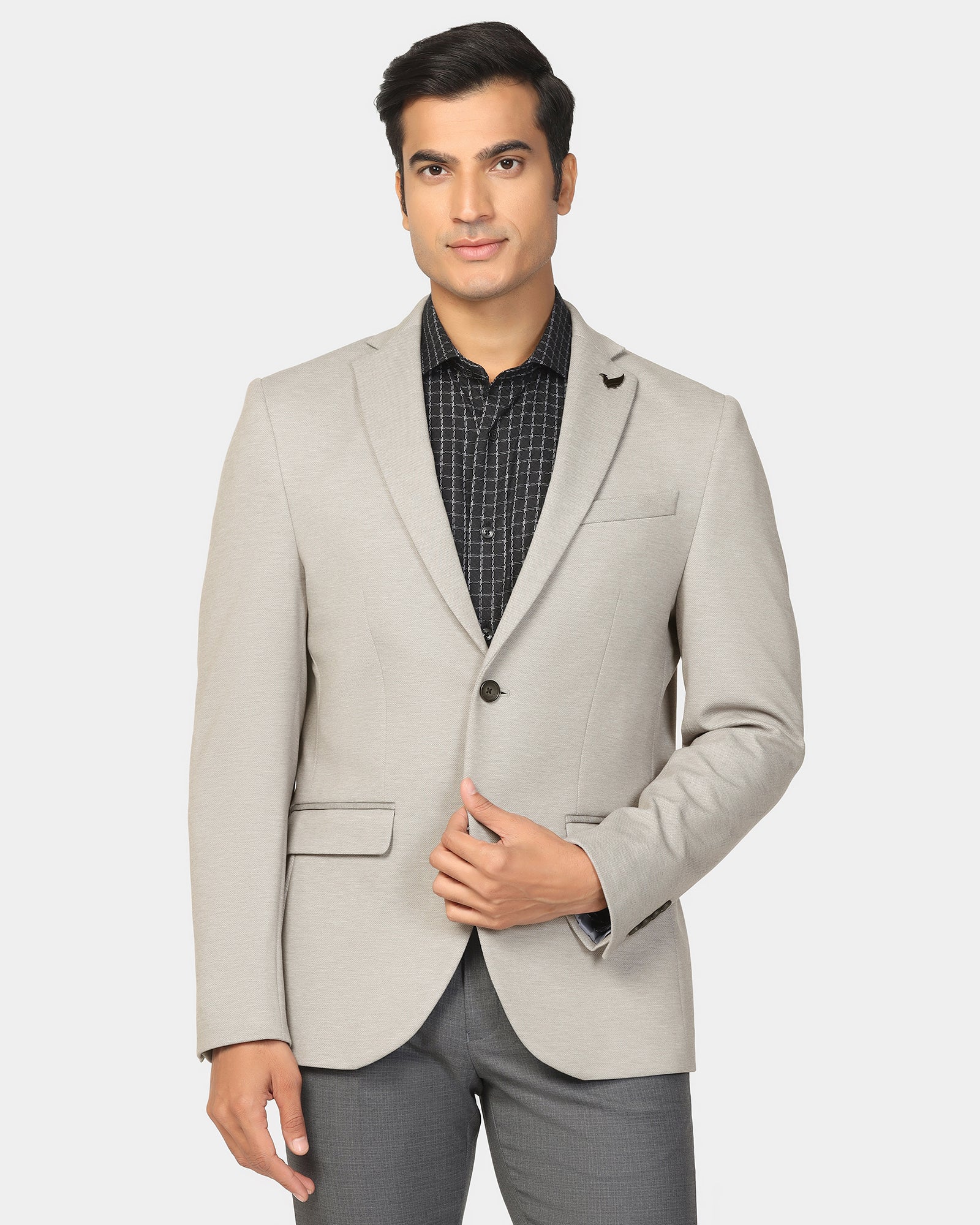Buy Formal Light Grey Textured Blazer from Dylan Collection